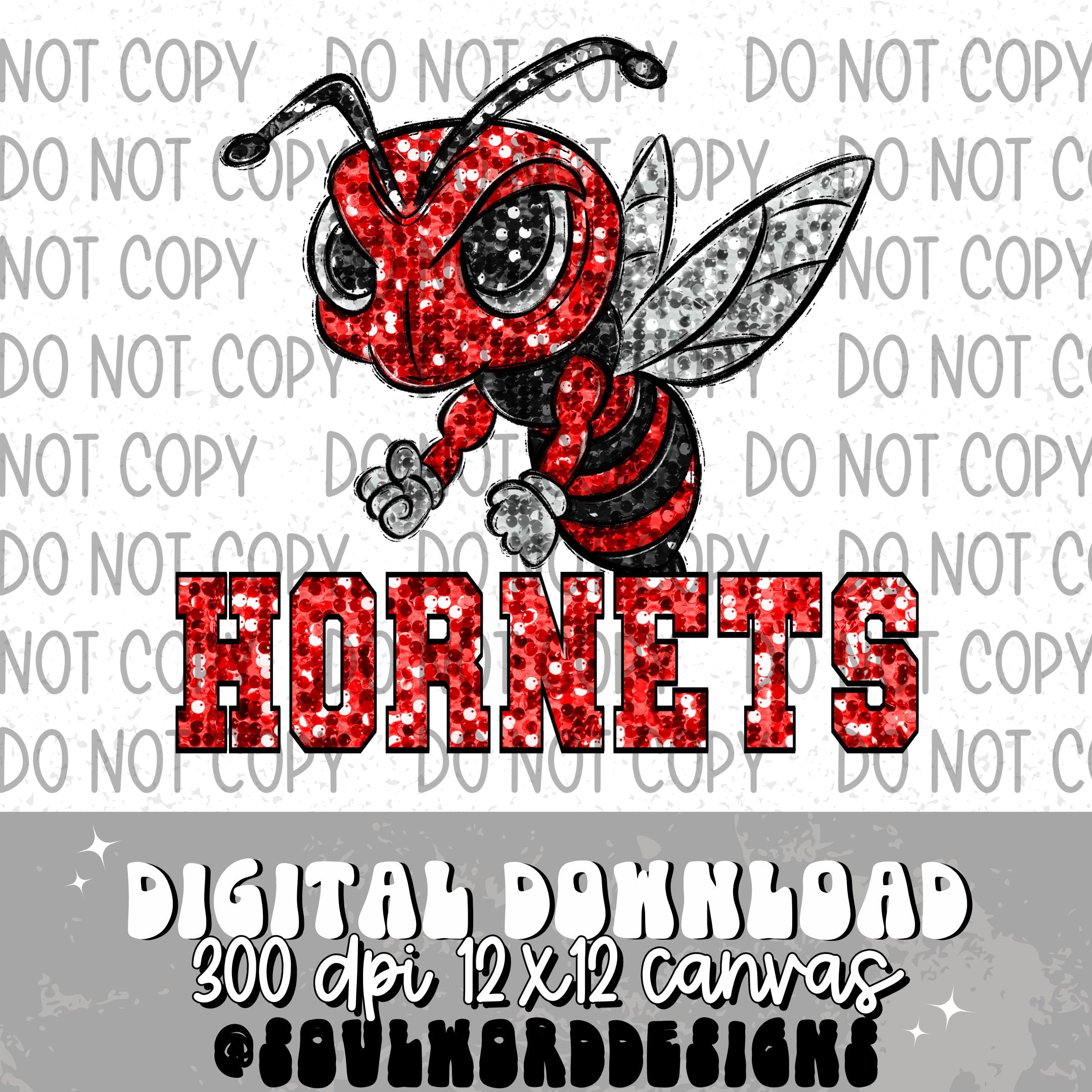 Red Hornets Sequin Mascot - DIGITAL DOWNLOAD – Olive Soul