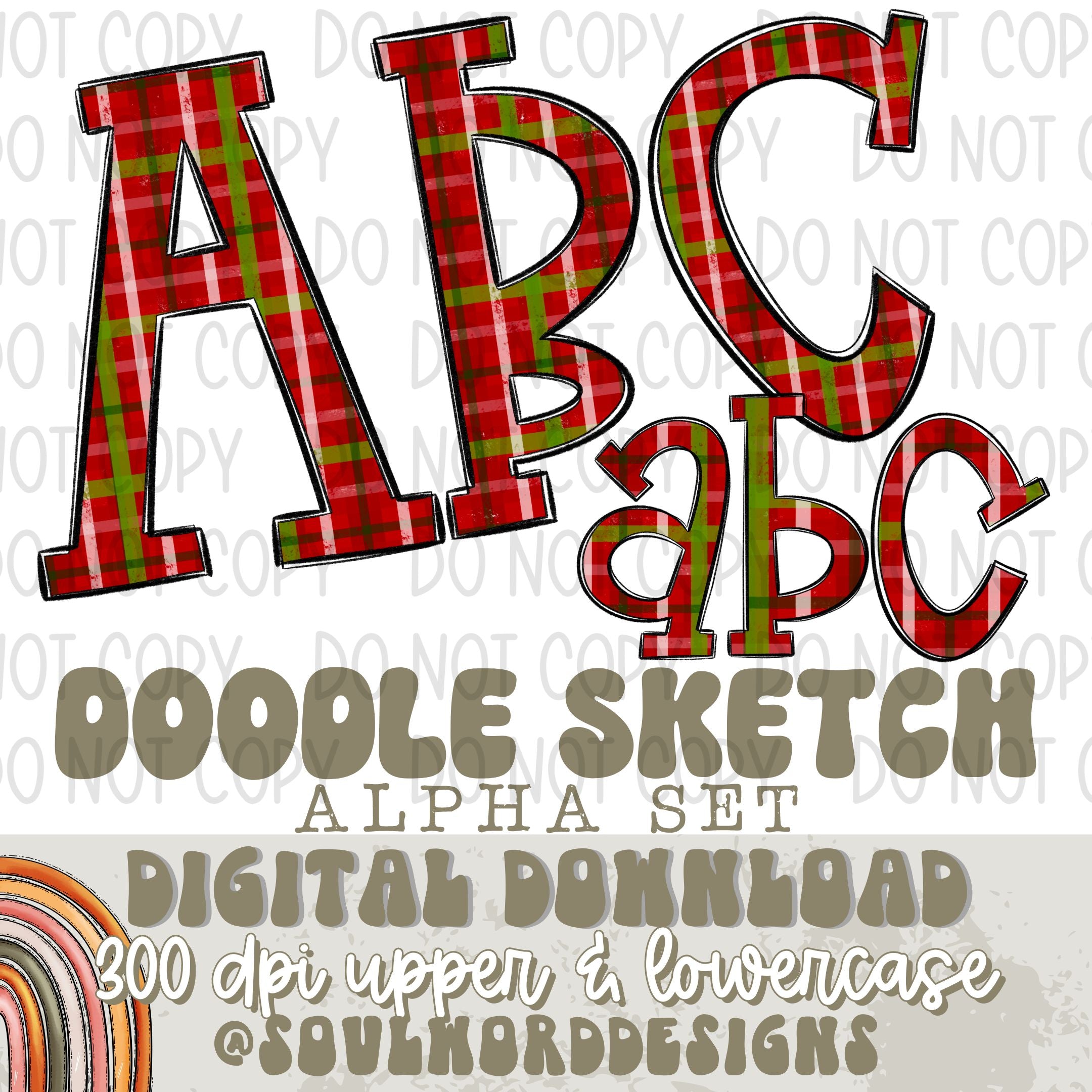 Doodle Sketch Red Plaid Alpha Set - DIGITAL DOWNLOAD – Olive Soul