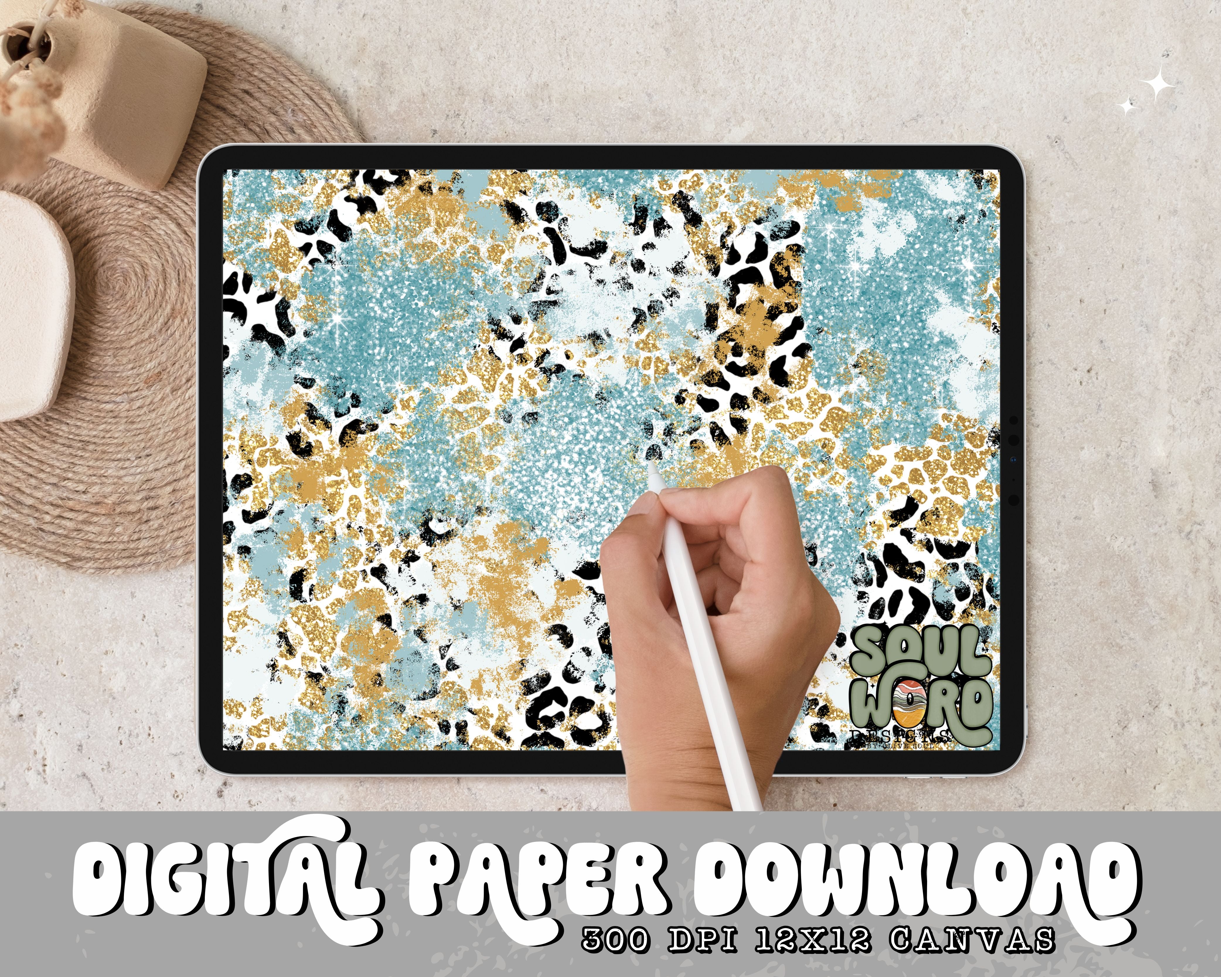 Gold and Teal Digital Paper Design - DIGITAL DOWNLOAD – Olive Soul