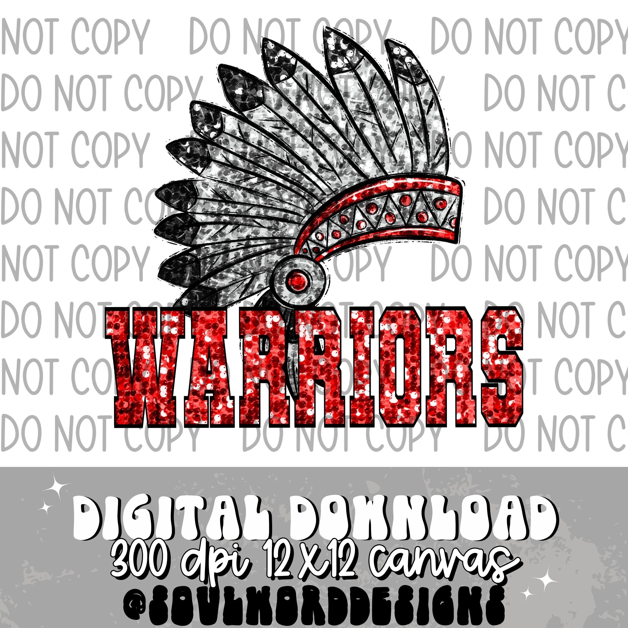 Warriors Head Dress Sequin Mascot - DIGITAL DOWNLOAD – Olive Soul