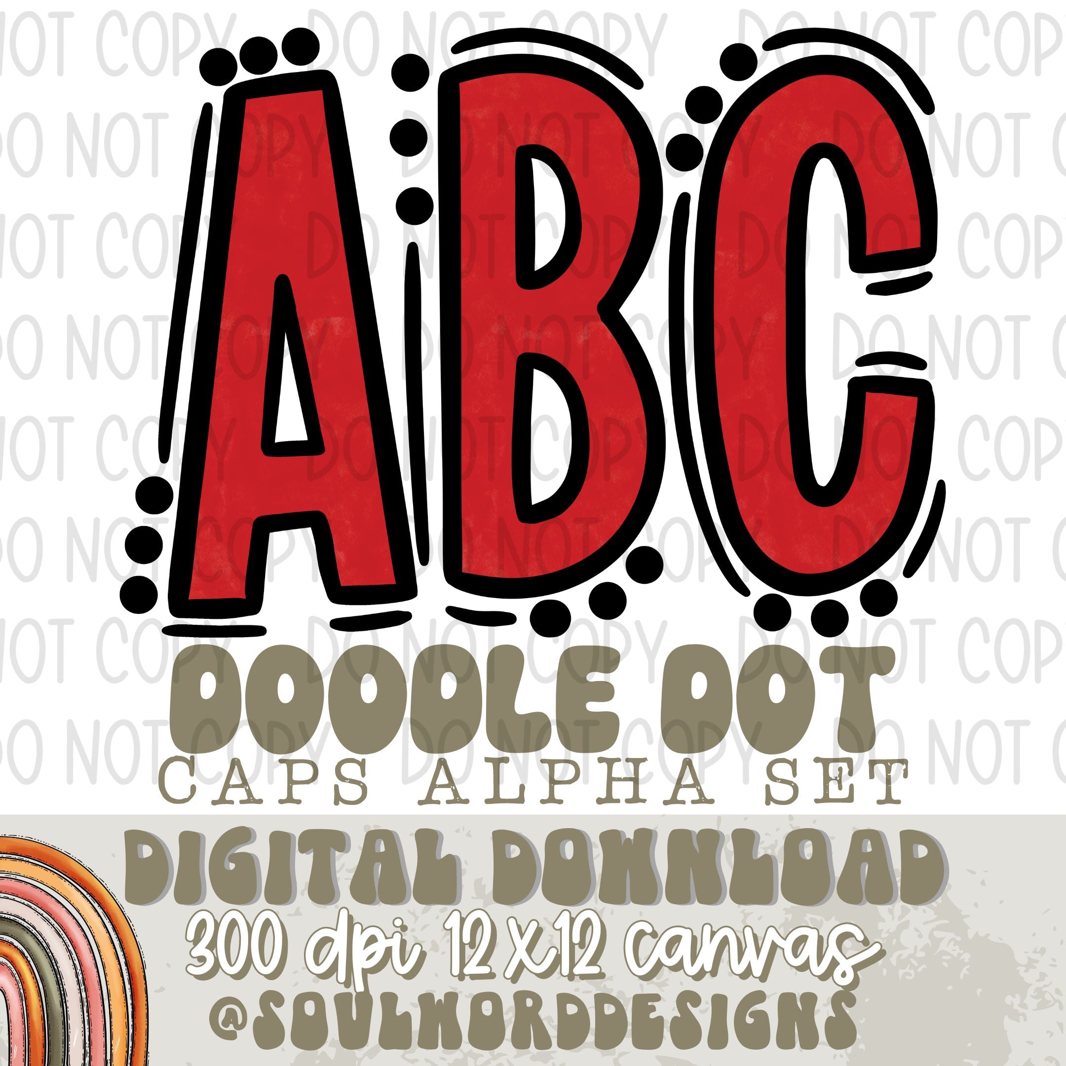 Christmas Red Doodle Dot Caps Alpha Set - DIGITAL DOWNLOAD – Olive Soul
