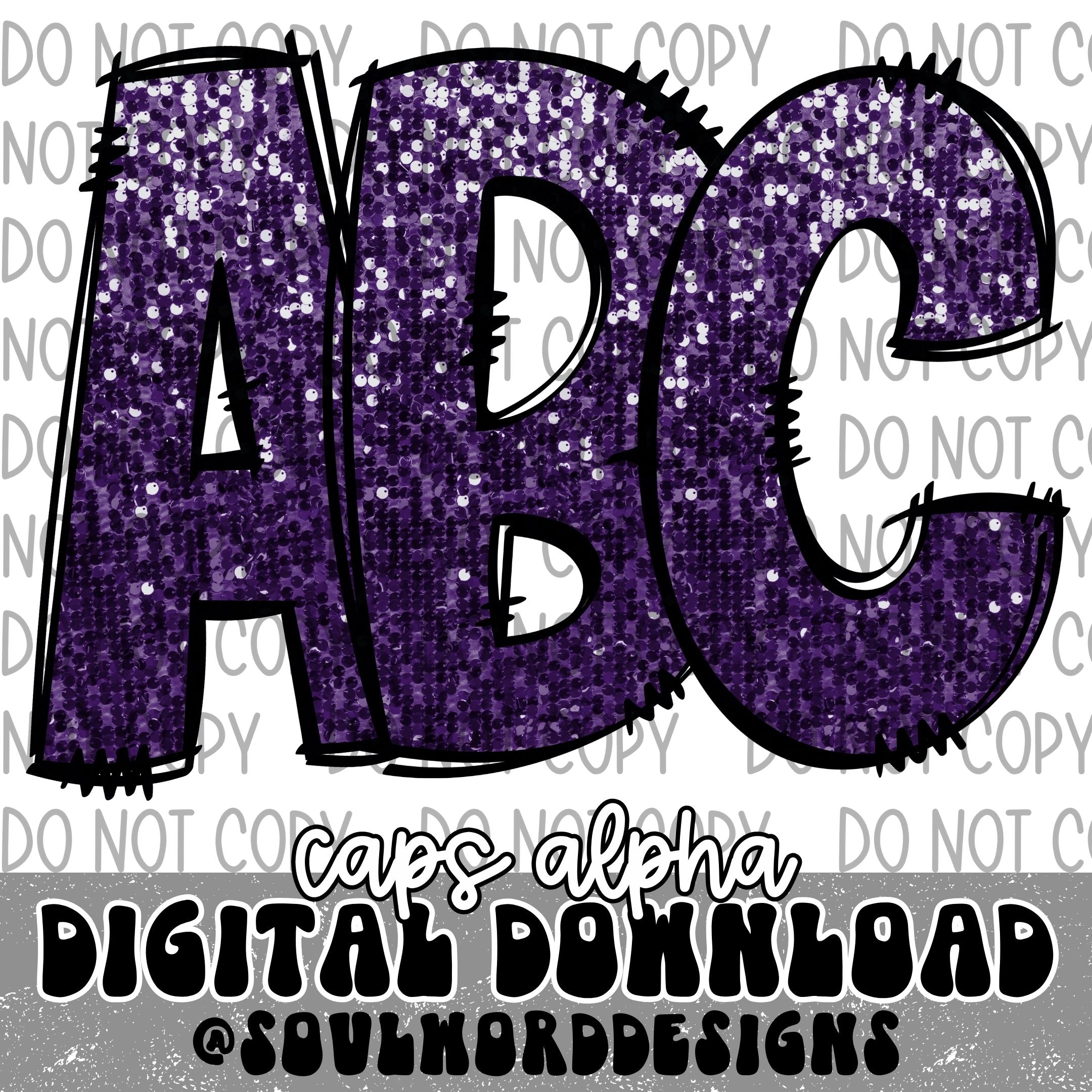 Purple Sequin Doodle Caps Alpha Set - DIGITAL DOWNLOAD – Olive Soul