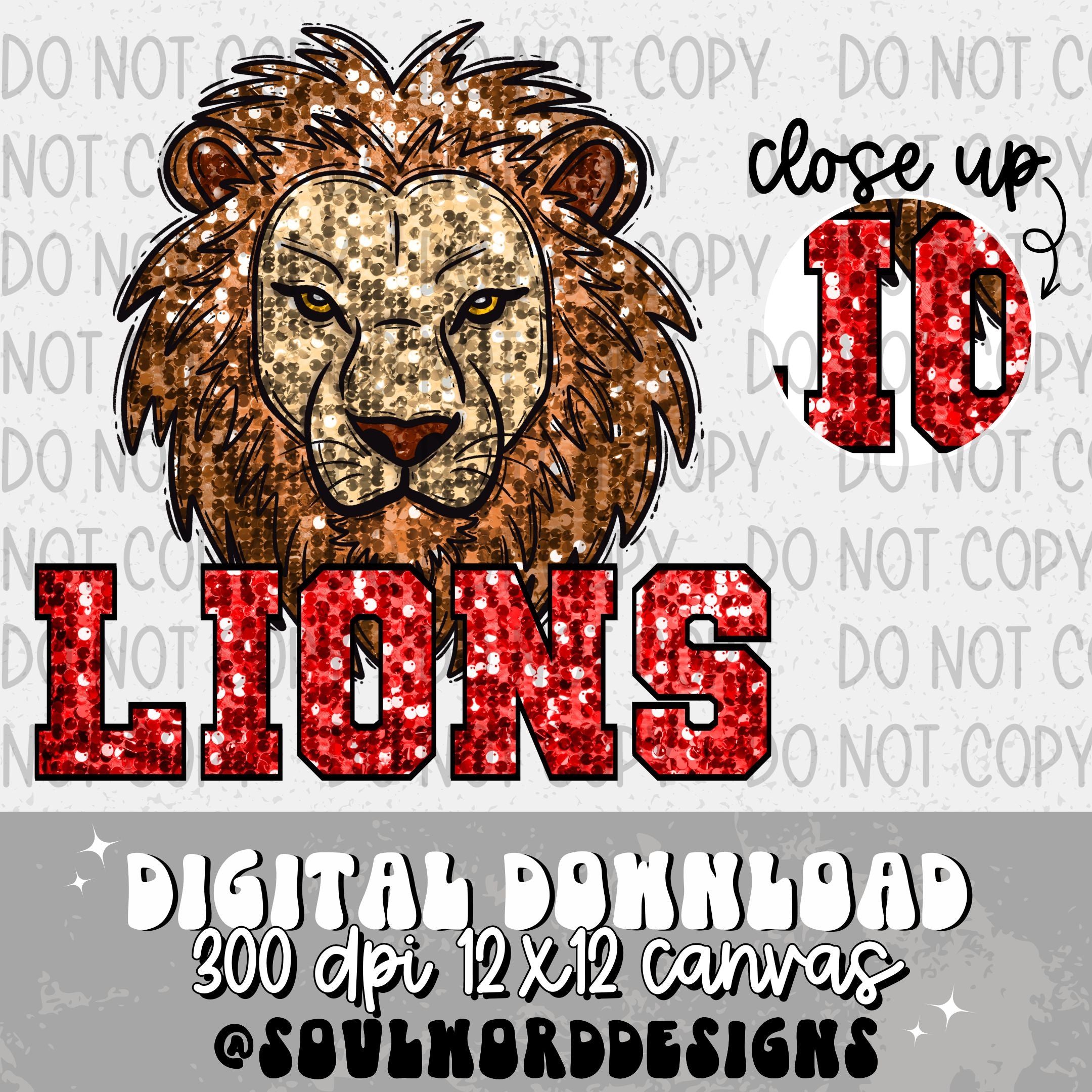 Lions Sequin Mascot - DIGITAL DOWNLOAD – Olive Soul