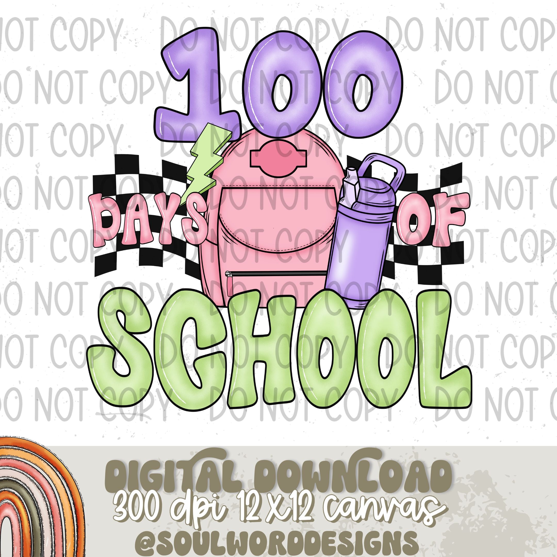 100 Days Of School Backpack Pink - DIGITAL DOWNLOAD – Olive Soul