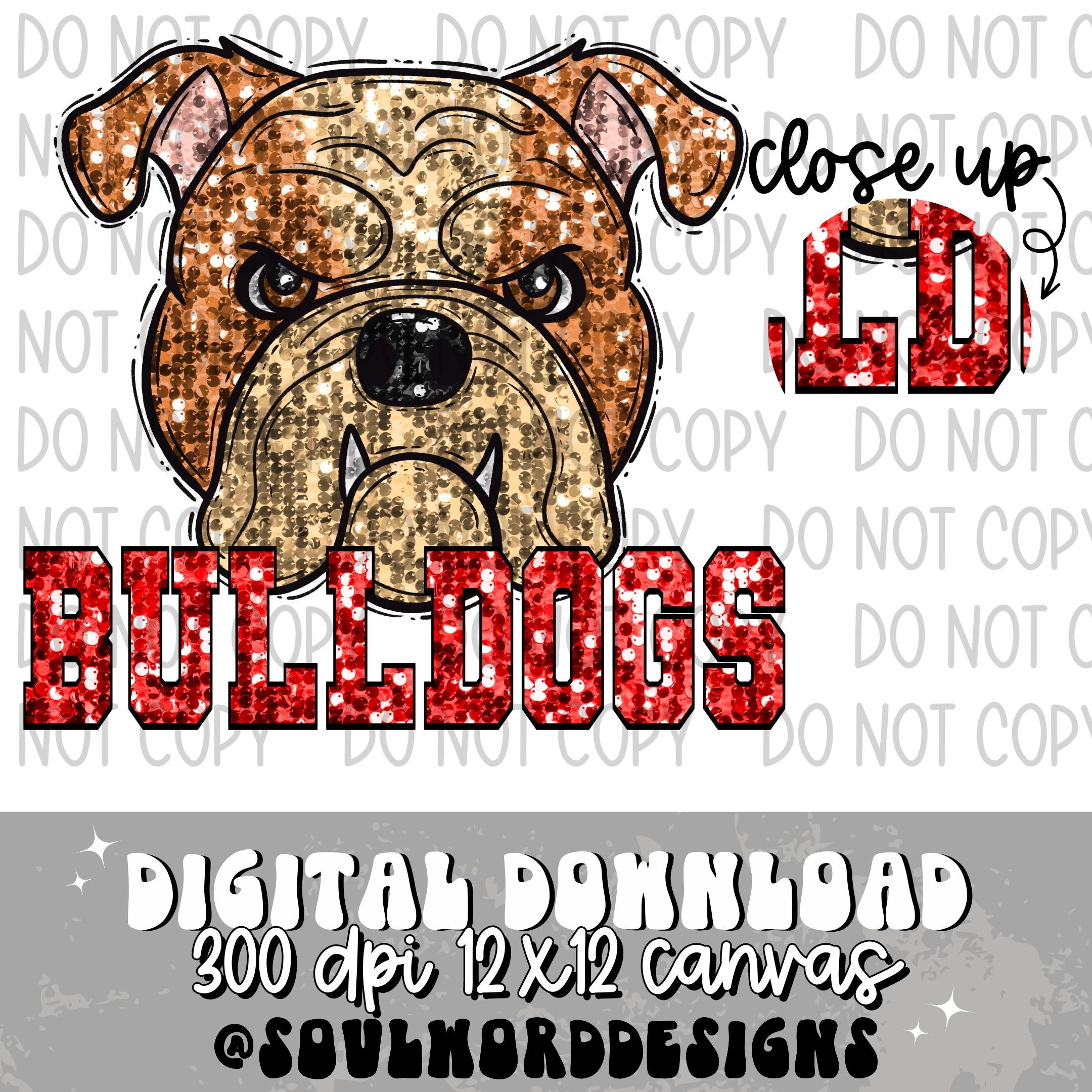 Tan Bulldogs Sequin Mascot - DIGITAL DOWNLOAD – Olive Soul