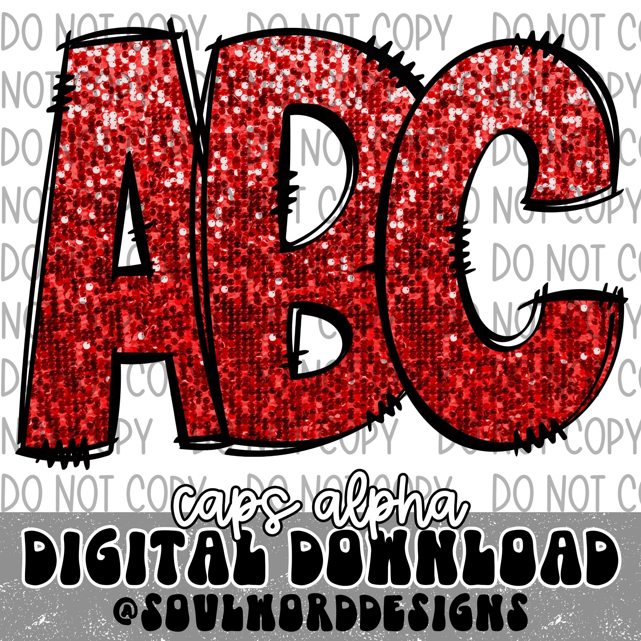 Red Sequin Doodle Caps Alpha Set - DIGITAL DOWNLOAD – Olive Soul