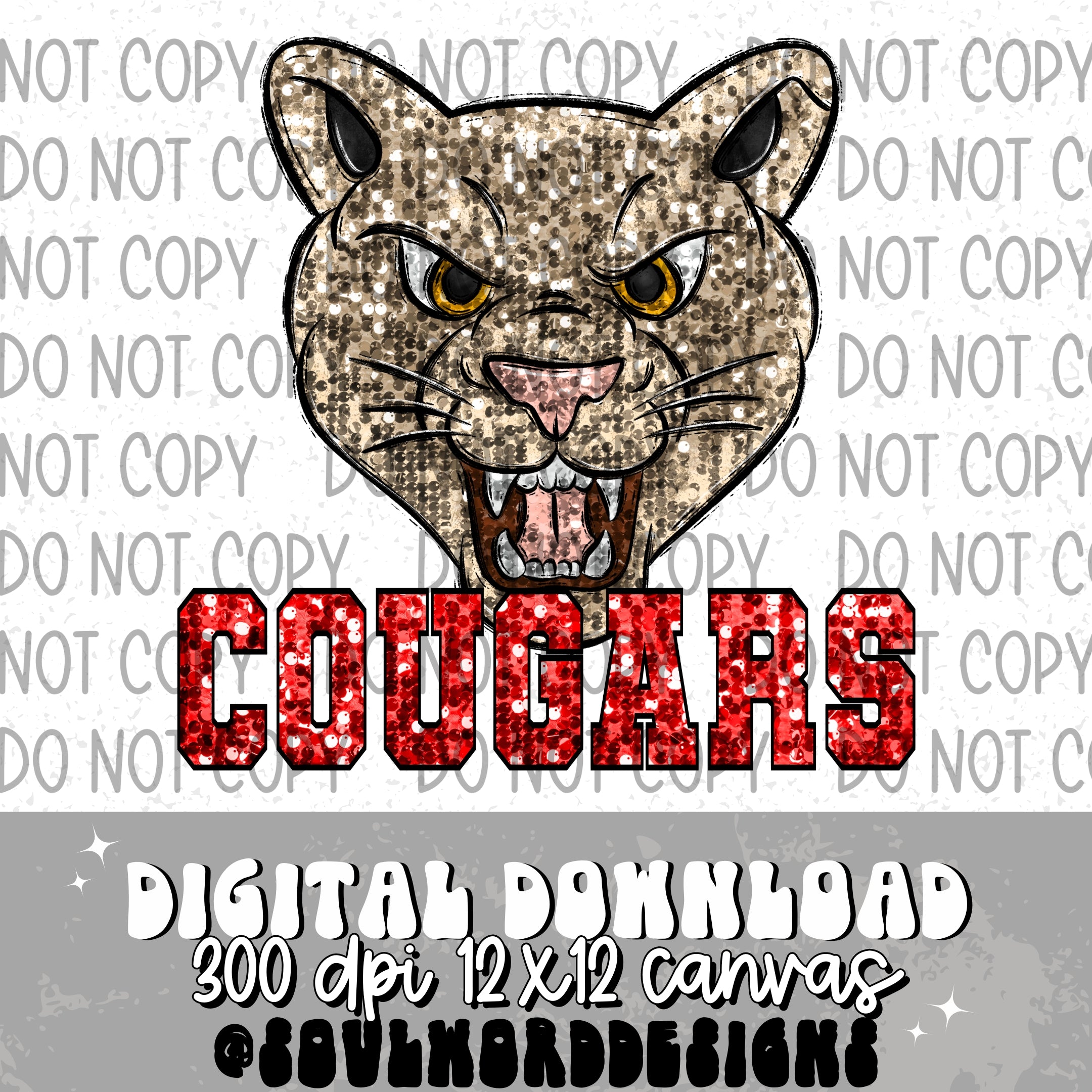Cougars Sequin Mascot - DIGITAL DOWNLOAD – Olive Soul