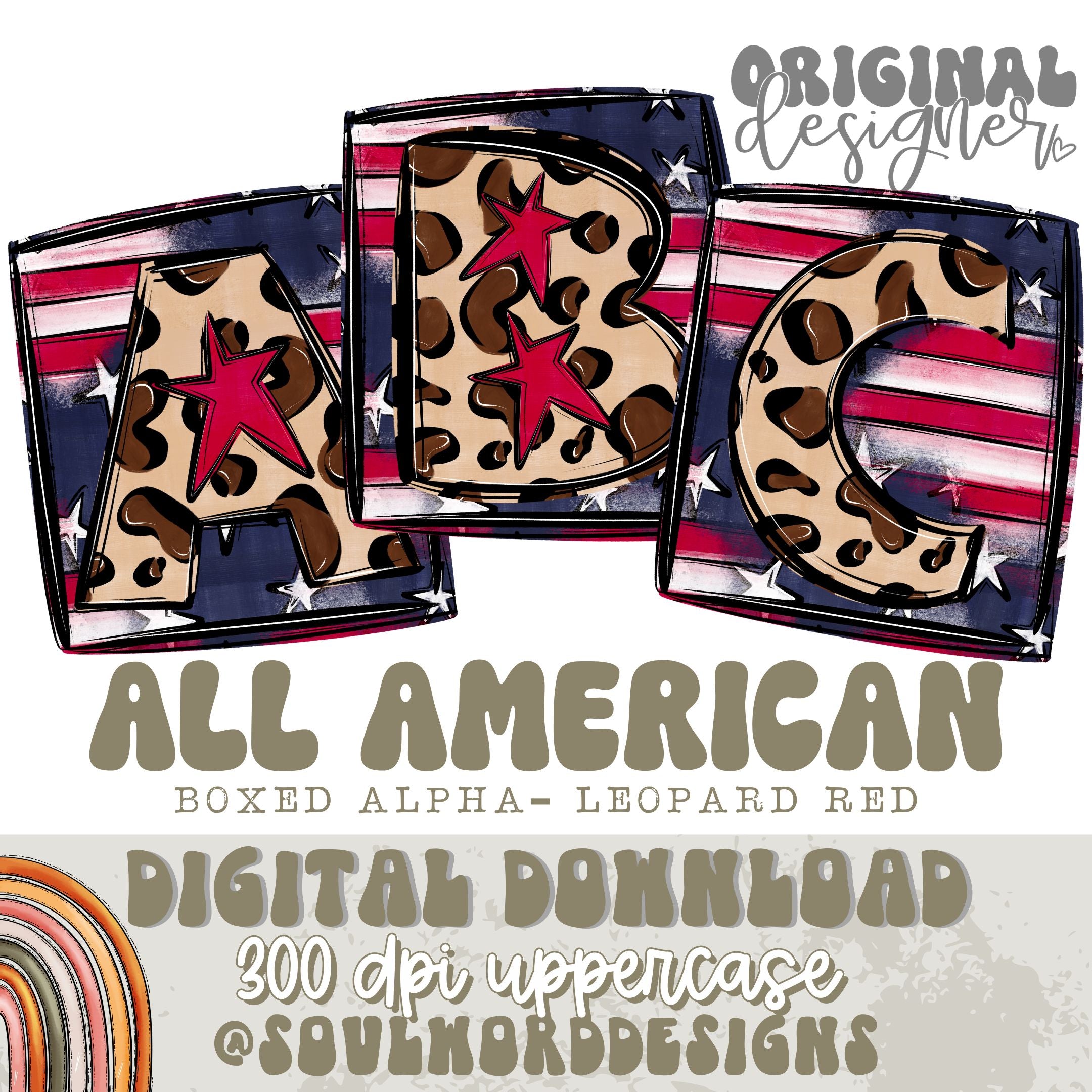 All American Leopard Red Boxed Alpha Set - DIGITAL DOWNLOAD – Olive Soul