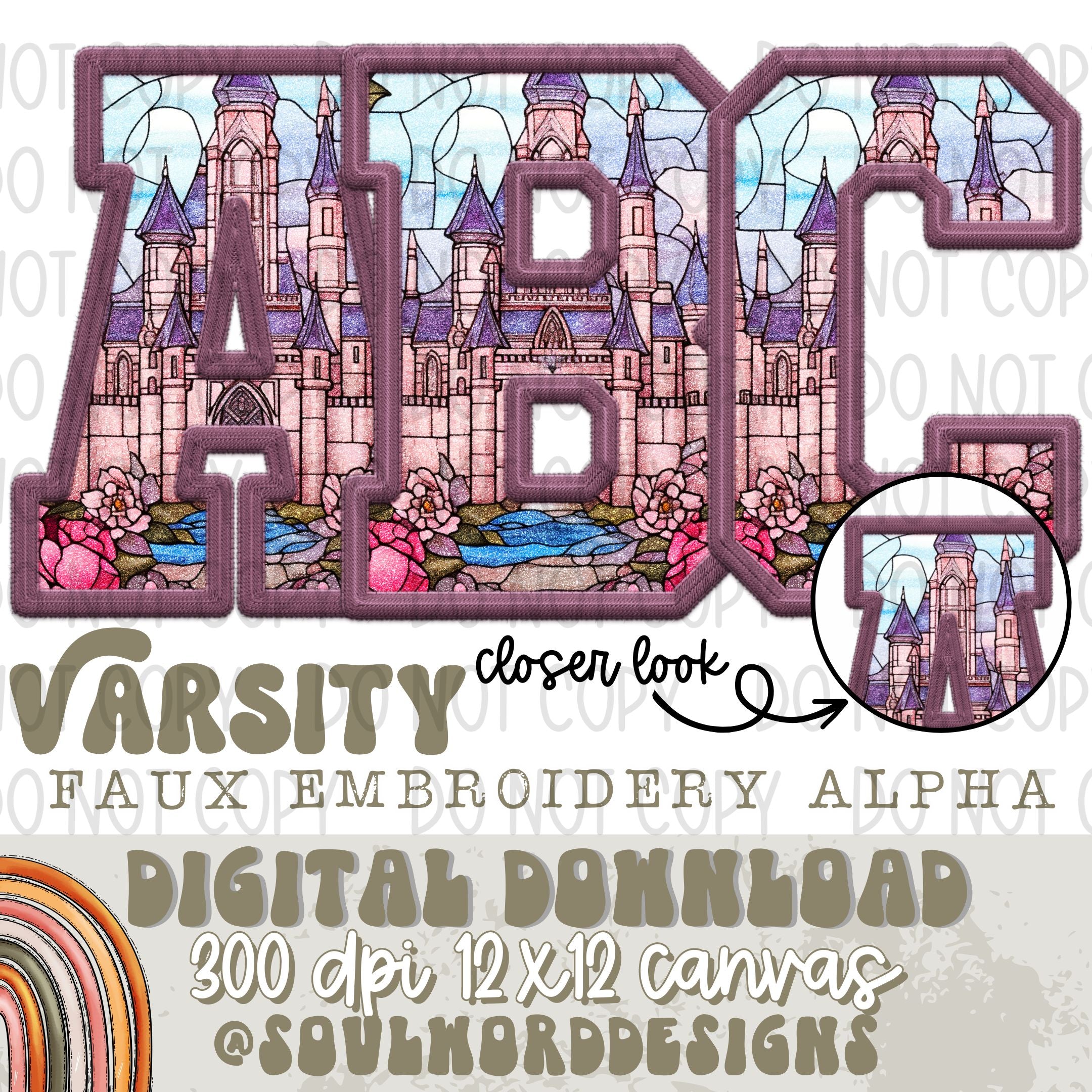 Aurora Varsity Faux Embroidery Alpha Set - DIGITAL DOWNLOAD – Olive Soul