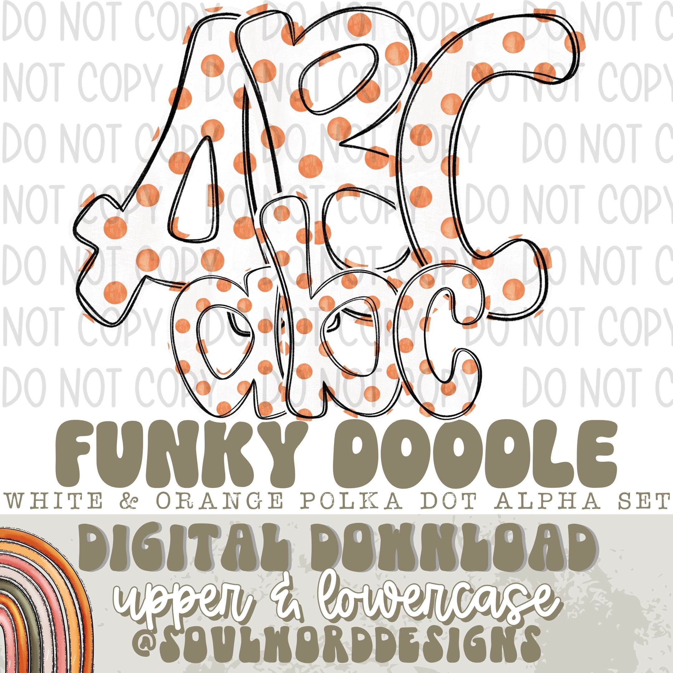 White & Orange Funky Doodle Alpha Set - DIGITAL DOWNLOAD – Olive Soul