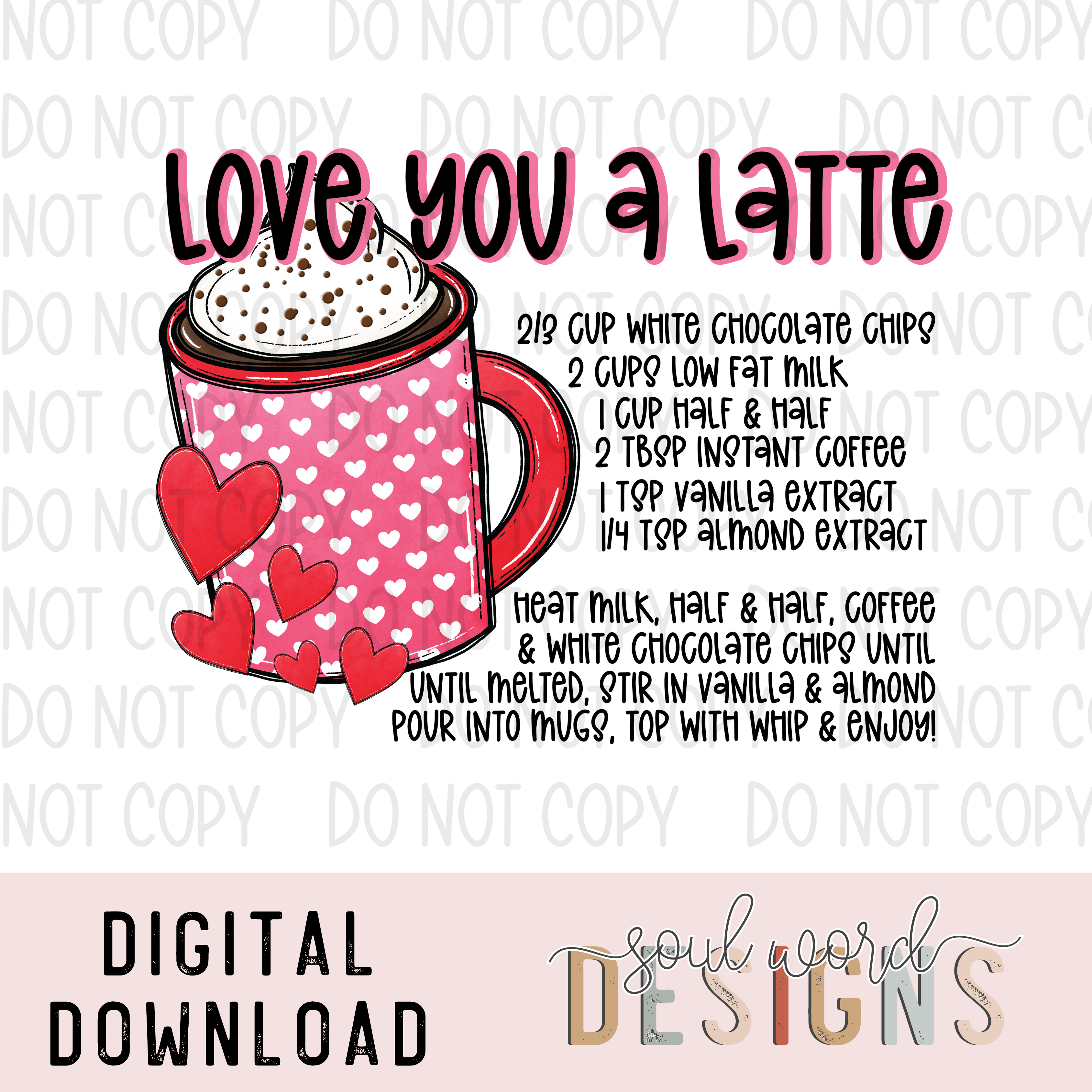Love You A Latte Recipe - DIGITAL DOWNLOAD – Olive Soul