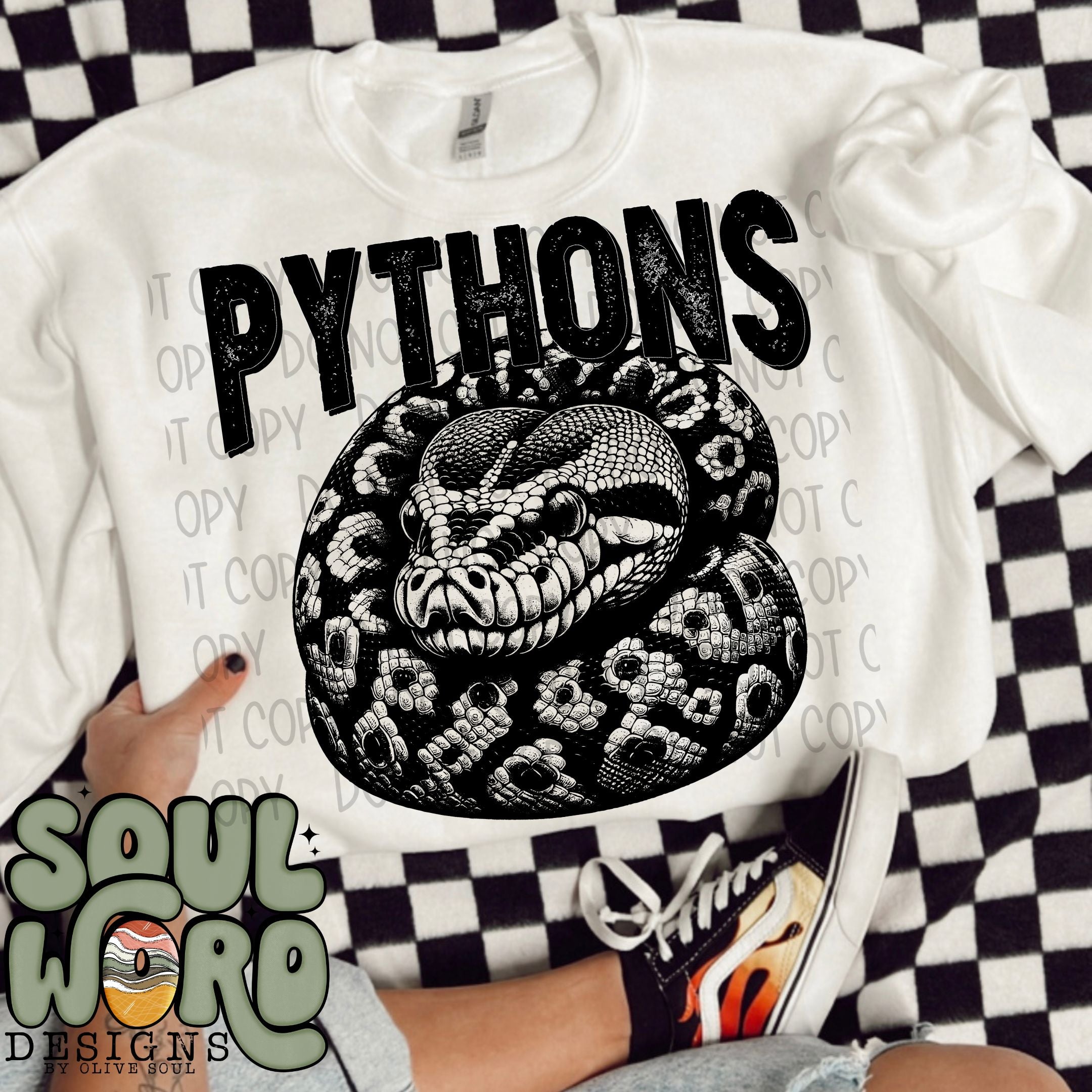 Pythons Mascot Black & White - DIGITAL DOWNLOAD – Olive Soul