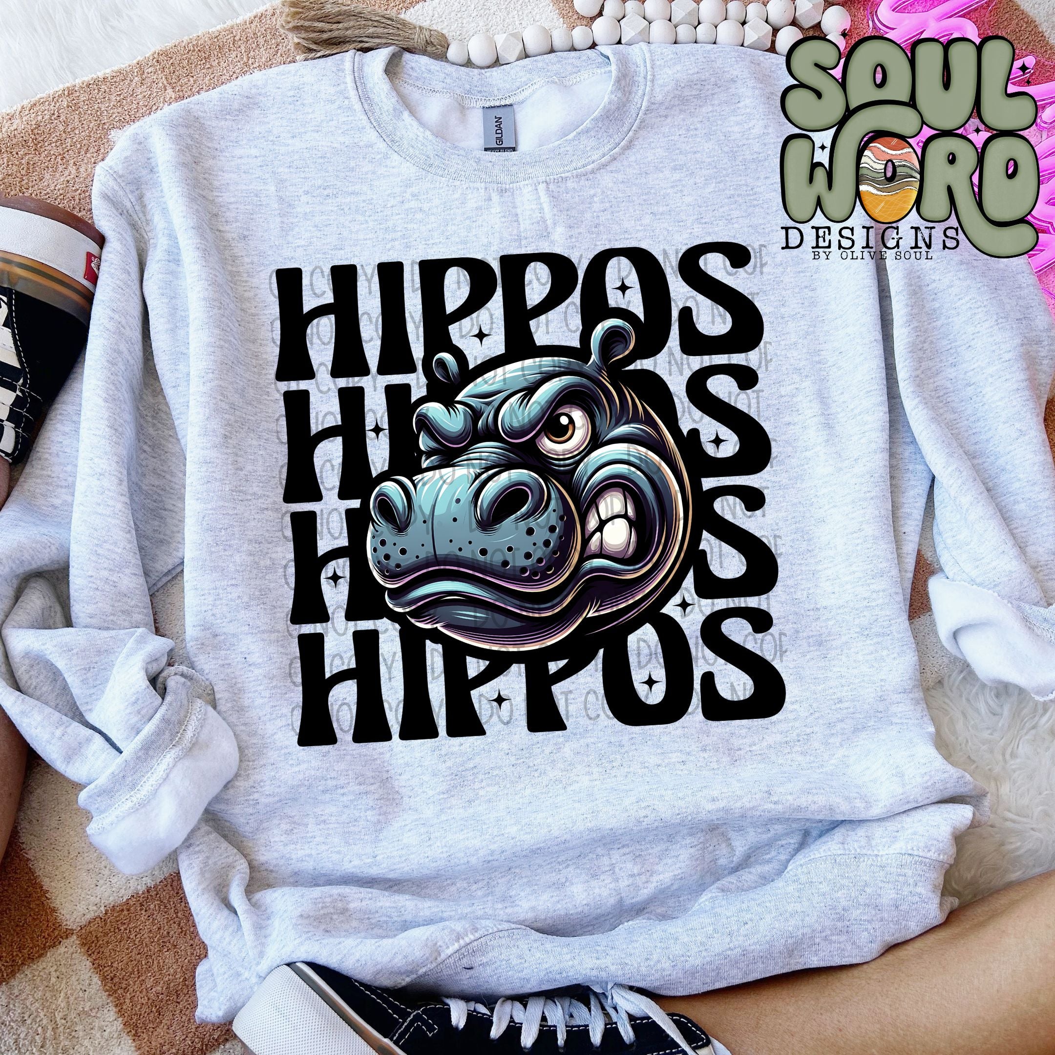 Hippos Winking Mascot - DIGITAL DOWNLOAD – Olive Soul