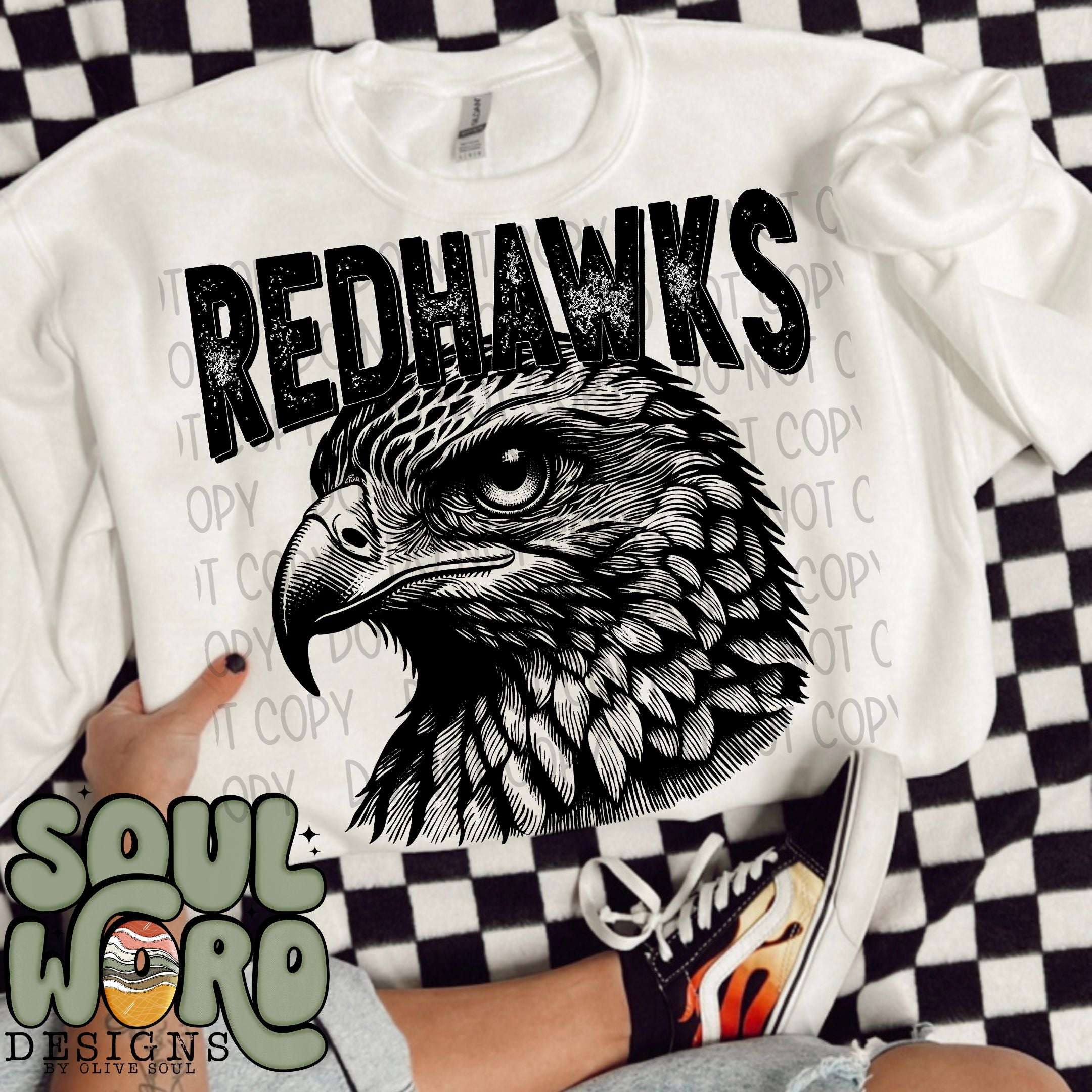 Redhawks Mascot Black & White - DIGITAL DOWNLOAD – Olive Soul