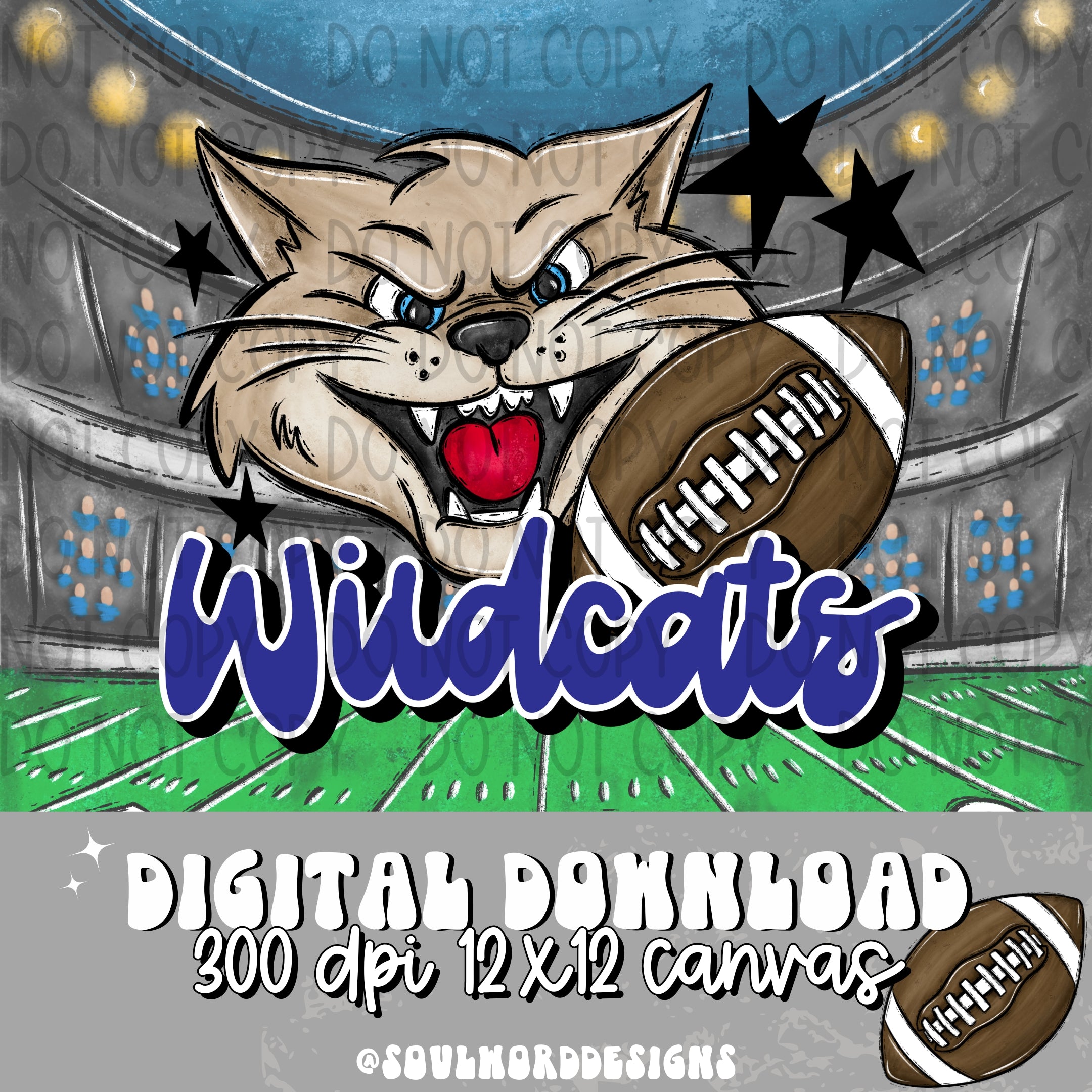 Wildcats Mascot Royal Blue - DIGITAL DOWNLOAD – Olive Soul