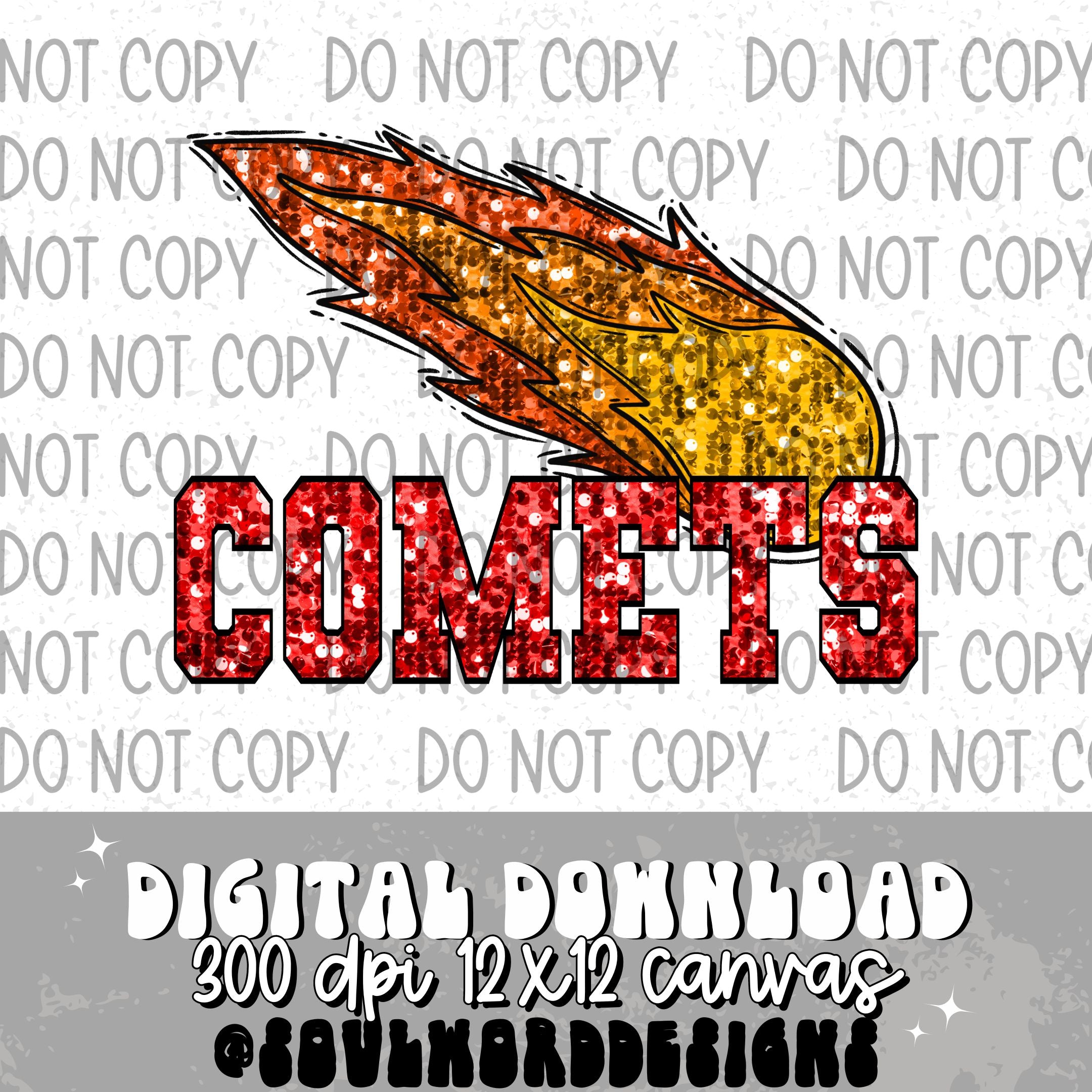 Comets Sequin Mascot - DIGITAL DOWNLOAD – Olive Soul