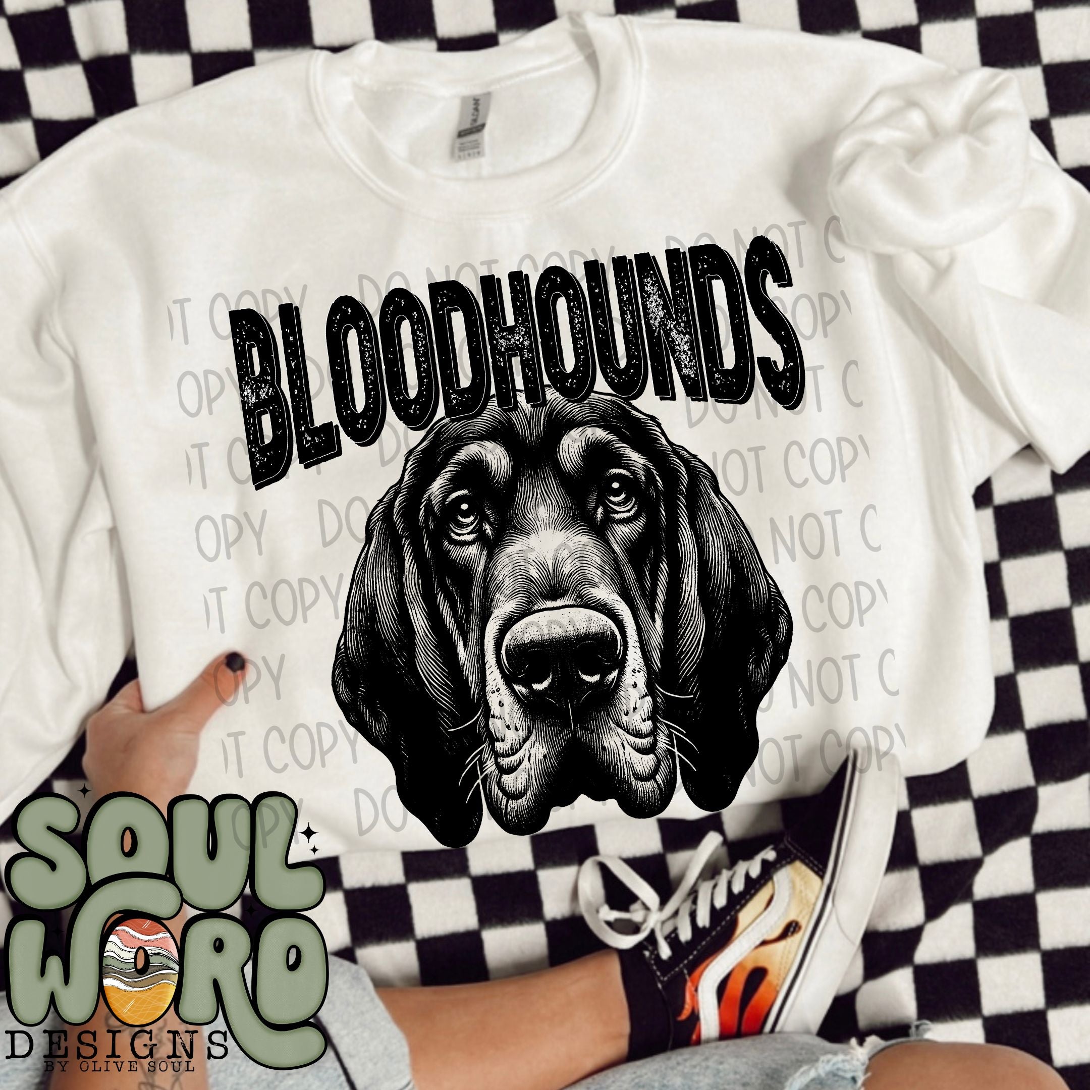 Bloodhounds Mascot Black & White - DIGITAL DOWNLOAD – Olive Soul