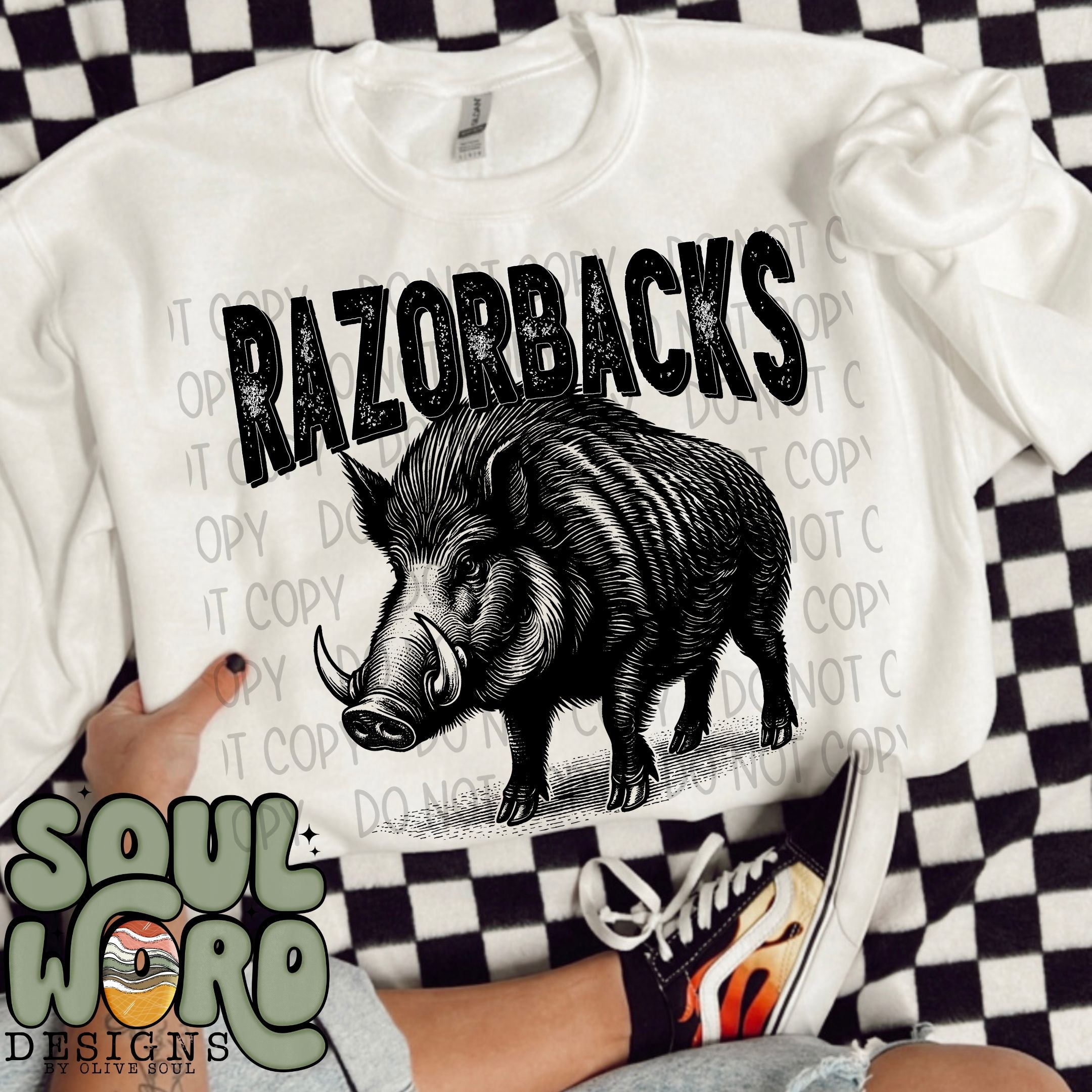 Razorbacks Mascot Black & White - DIGITAL DOWNLOAD – Olive Soul