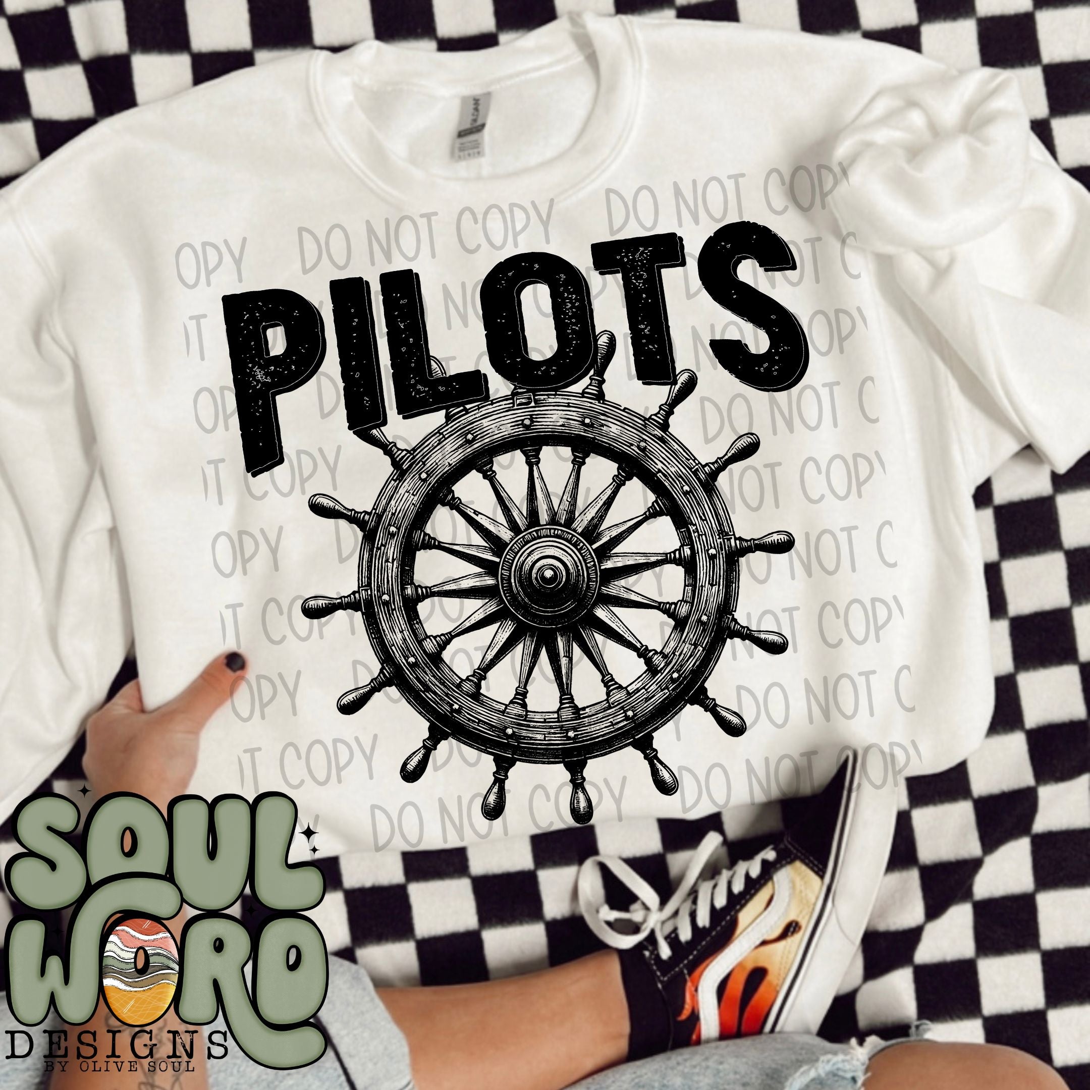 Pilots Mascot Black & White - DIGITAL DOWNLOAD – Olive Soul