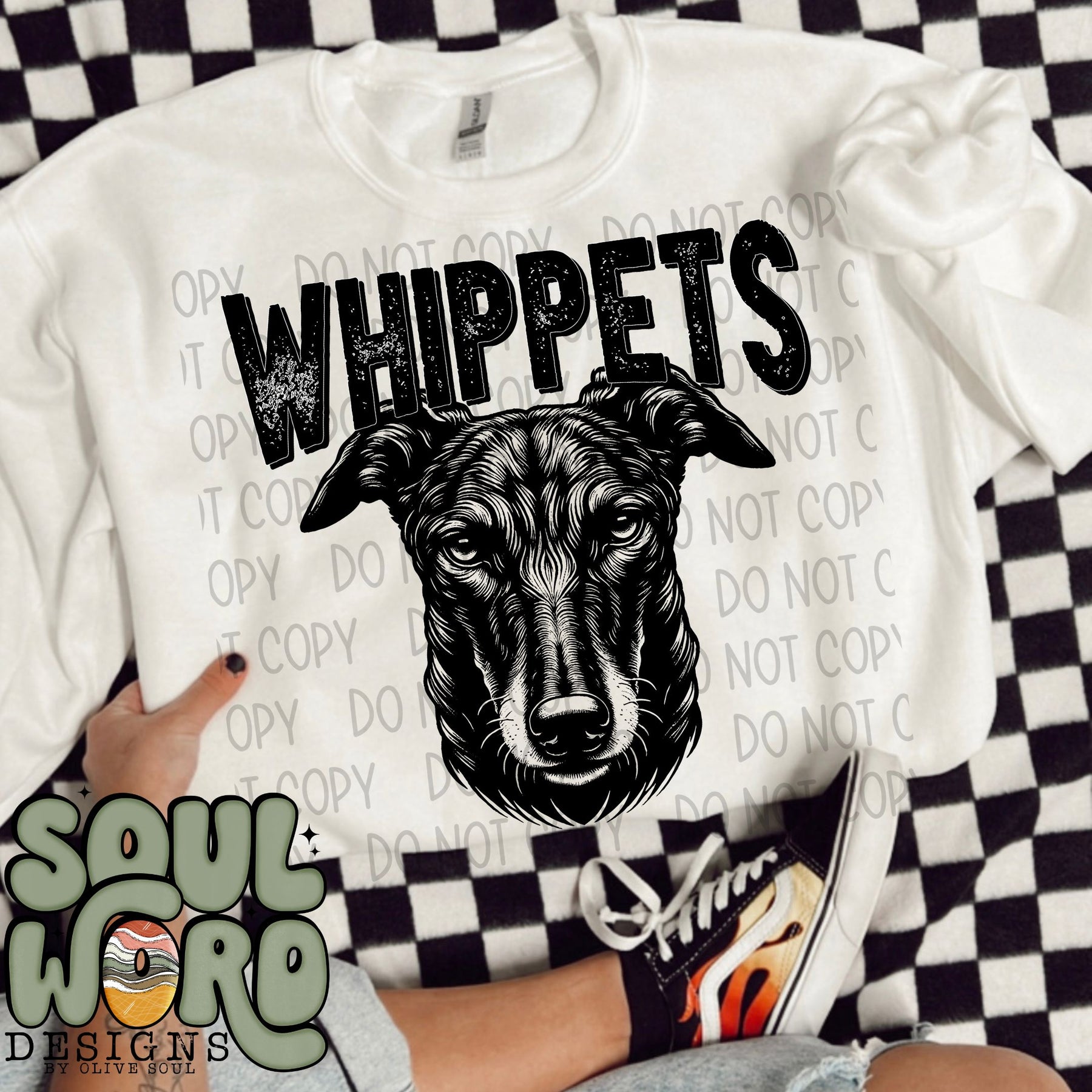 Whippets Mascot Black & White - DIGITAL DOWNLOAD – Olive Soul