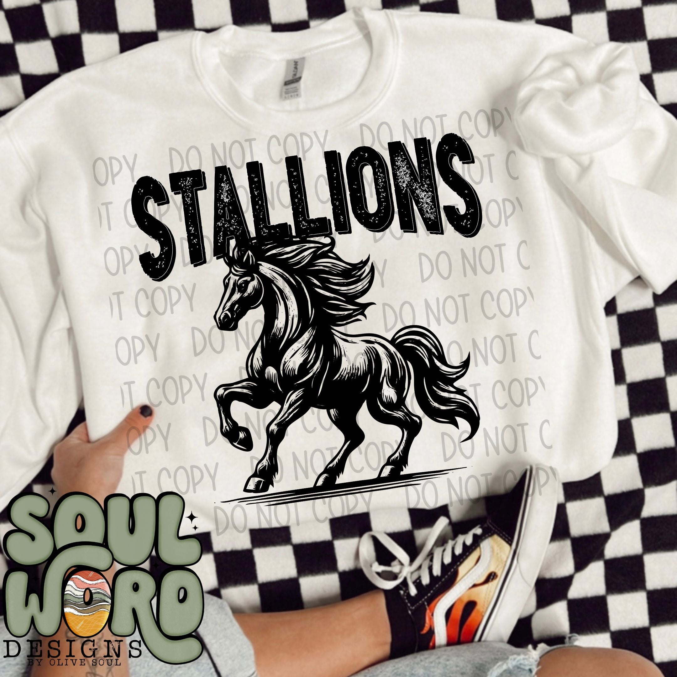 Stallions Mascot Black & White - DIGITAL DOWNLOAD – Olive Soul