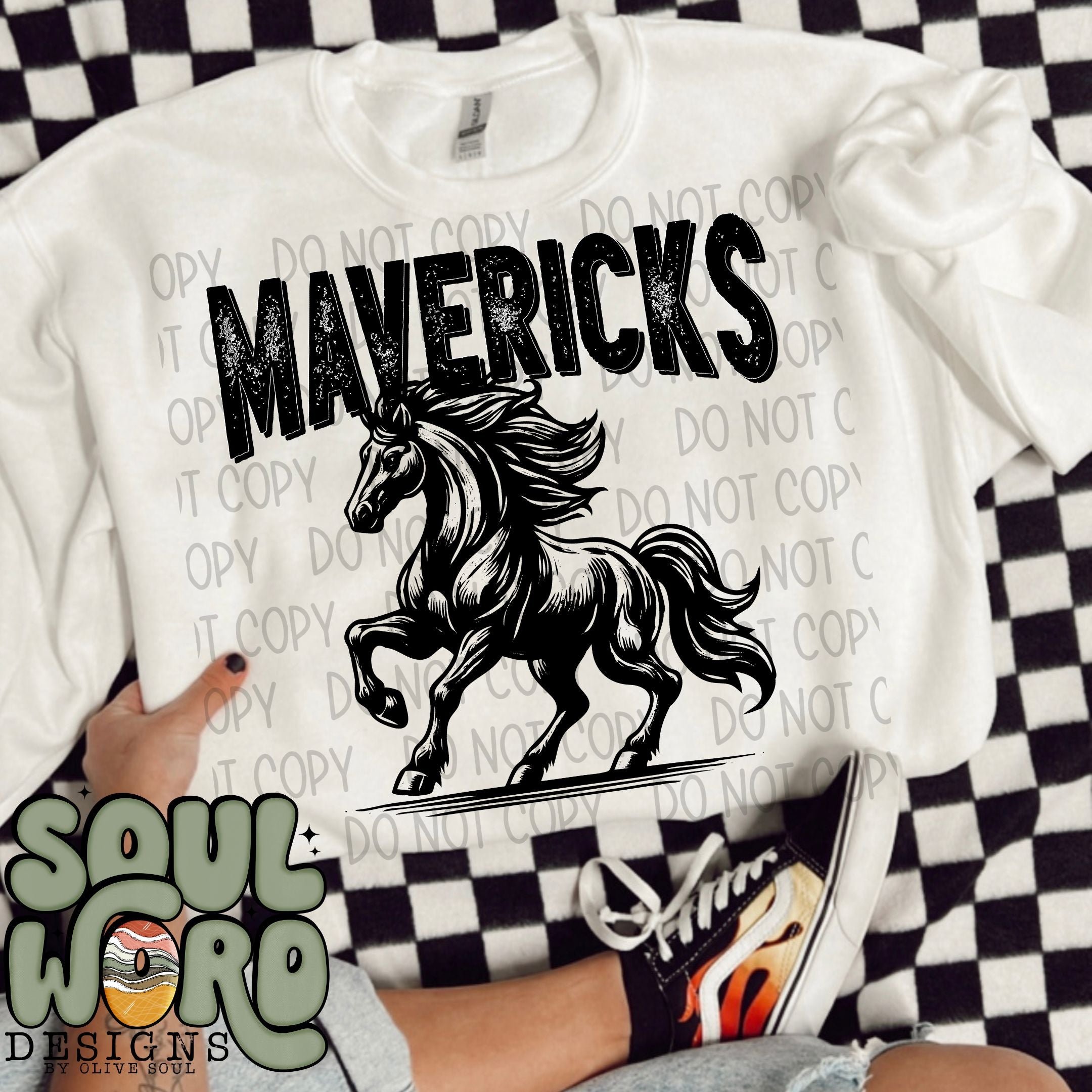 Mavericks (horse) Mascot Black & White - DIGITAL DOWNLOAD – Olive Soul