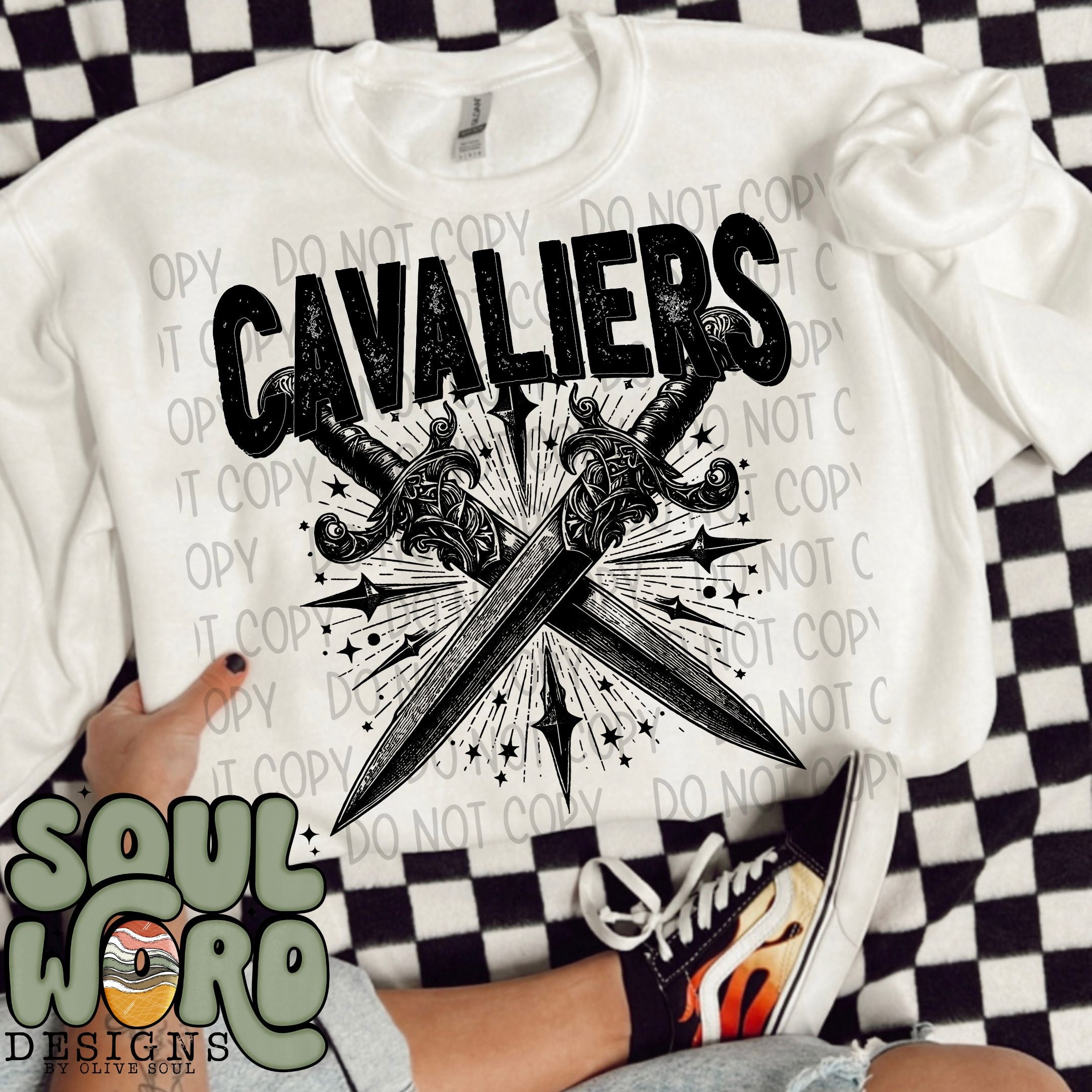 Cavaliers Swords Mascot Black & White - DIGITAL DOWNLOAD – Olive Soul