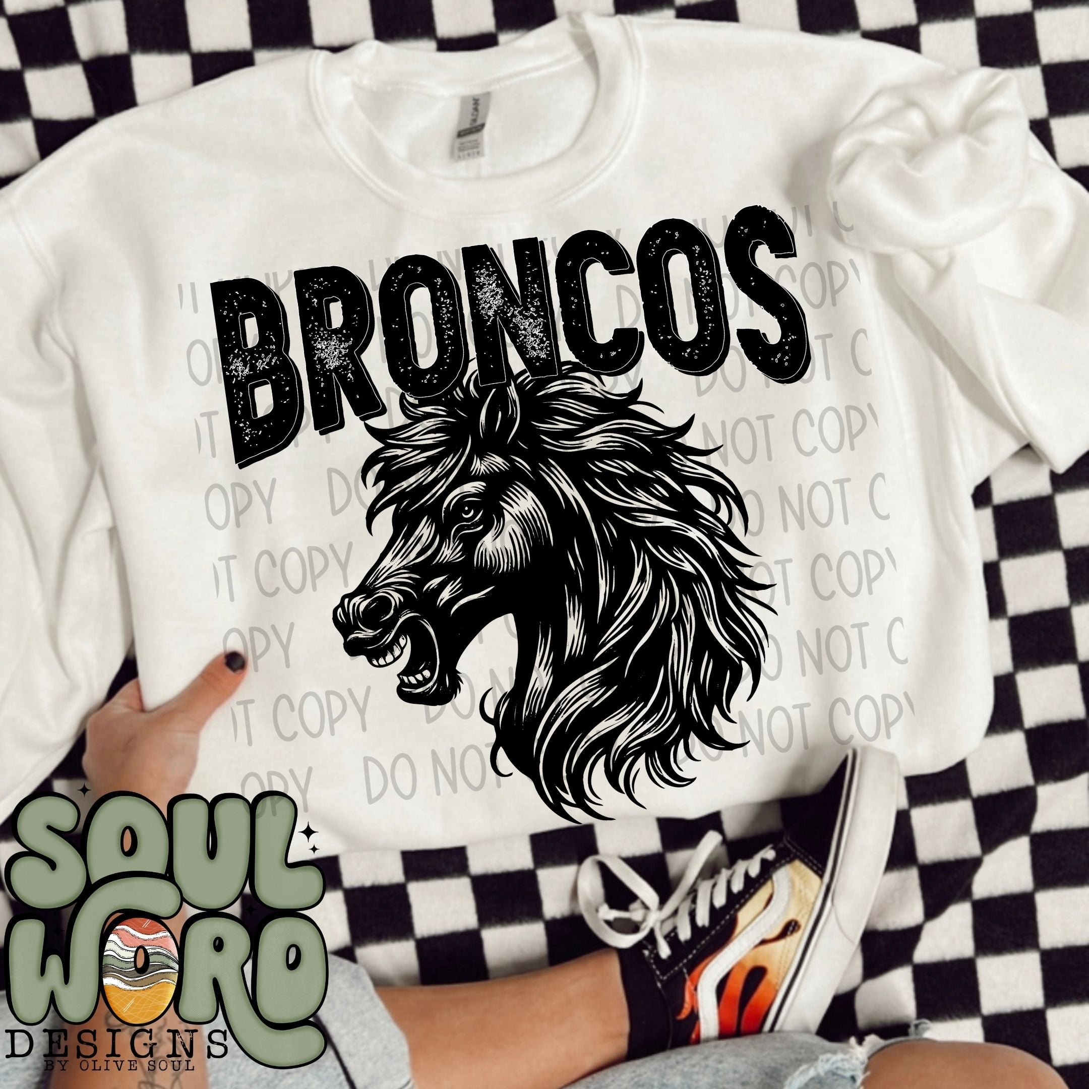 Broncos Head Mascot Black & White - DIGITAL DOWNLOAD – Olive Soul