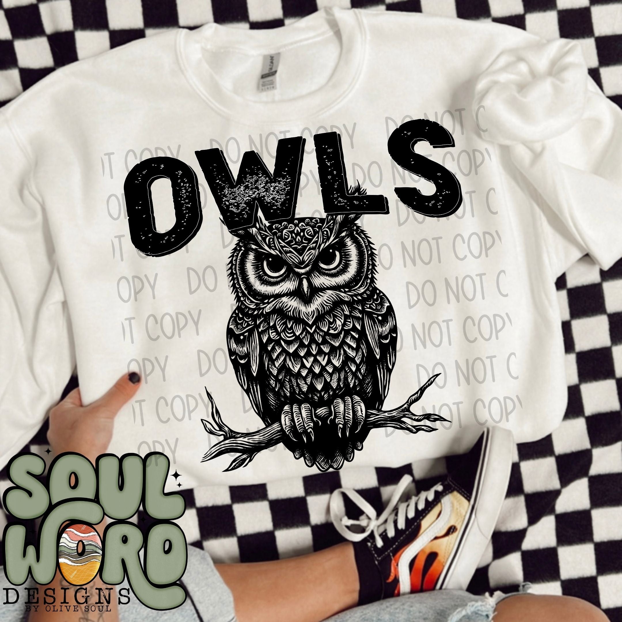 Owls Mascot Black & White - DIGITAL DOWNLOAD – Olive Soul