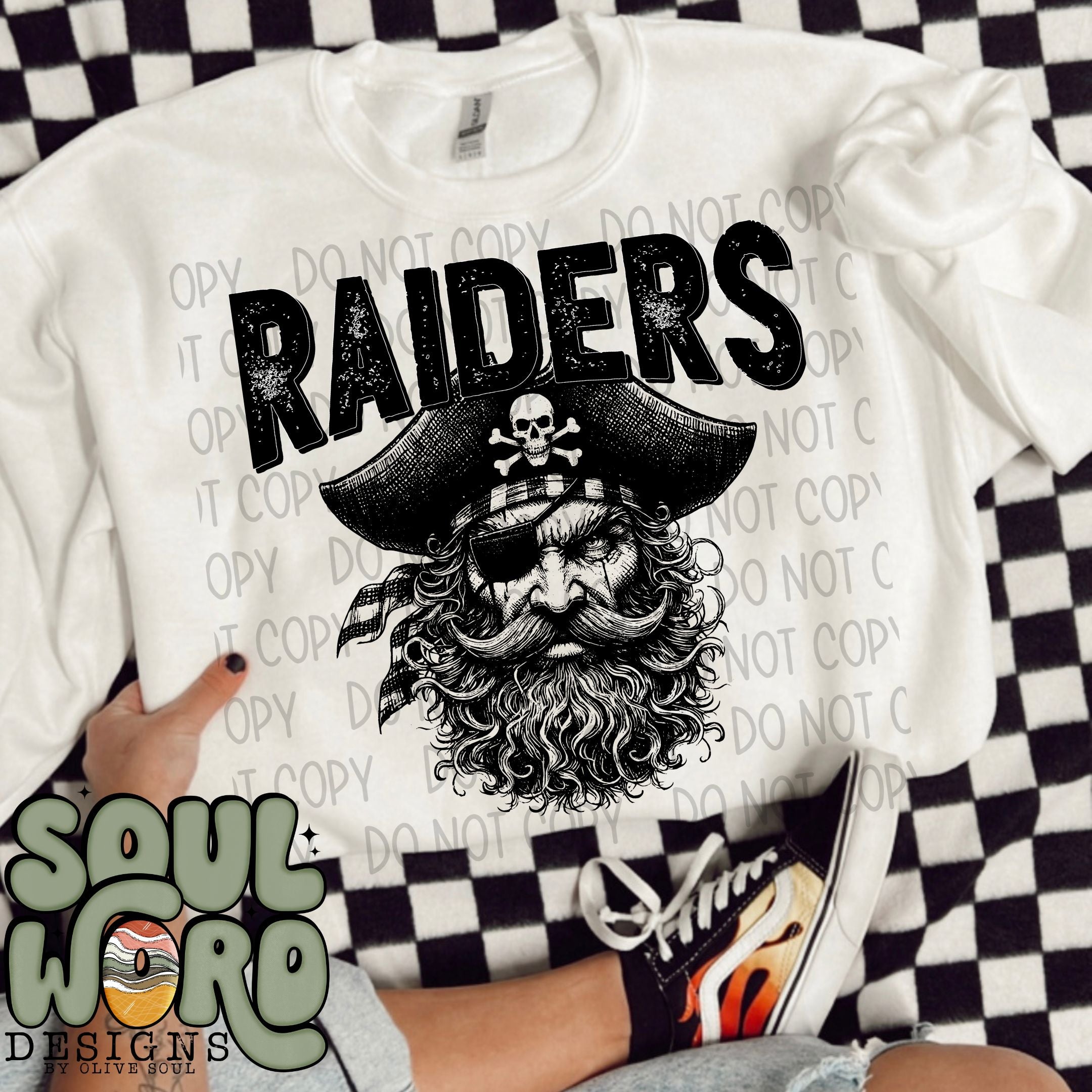 Raiders Pirate Mascot Black & White - DIGITAL DOWNLOAD – Olive Soul
