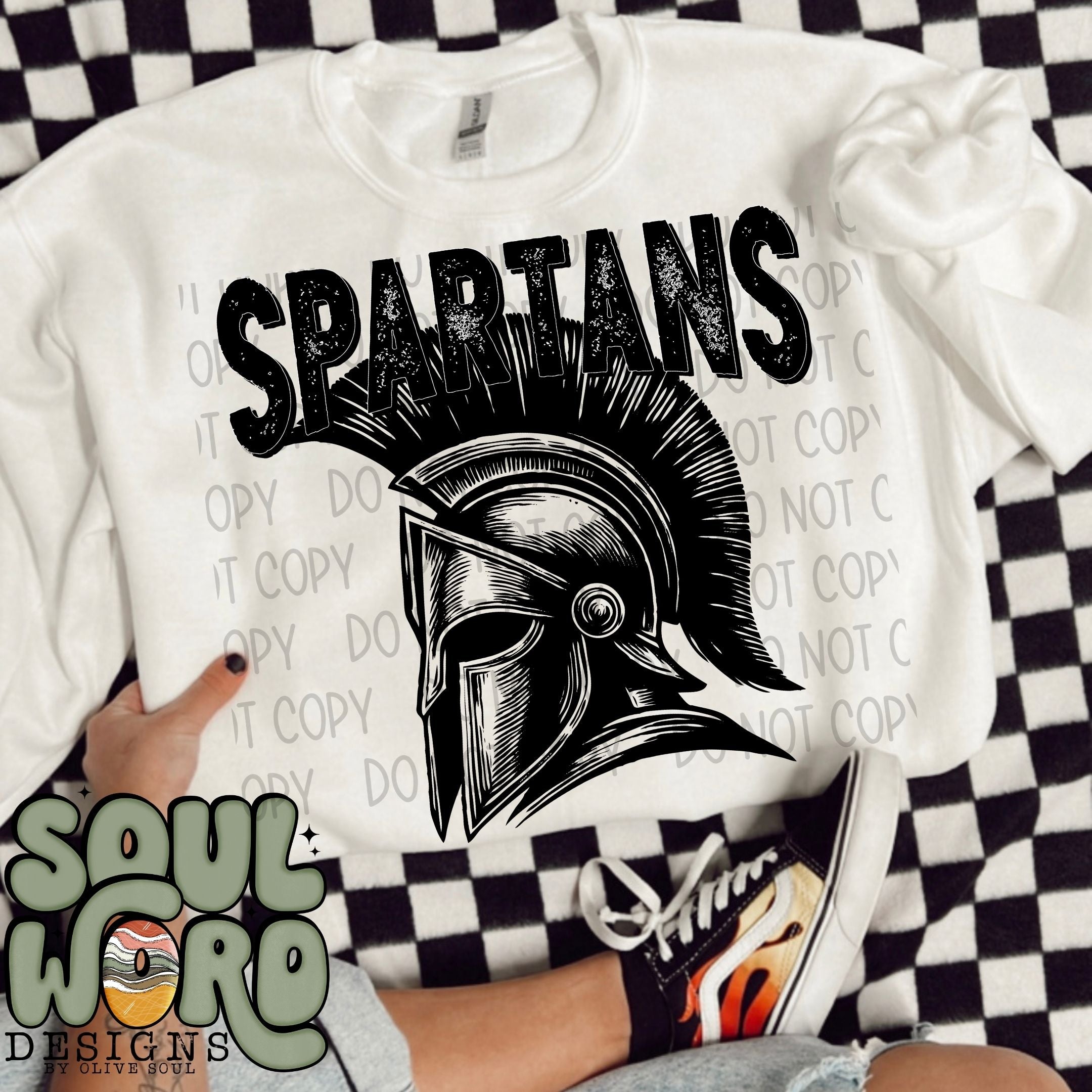 Spartans Mascot Black & White - DIGITAL DOWNLOAD – Olive Soul