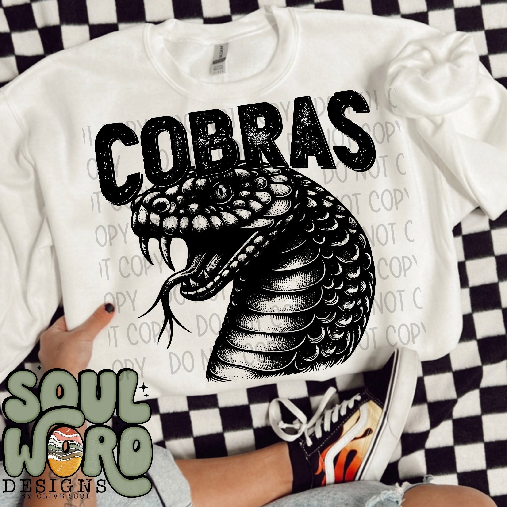 Cobras Mascot Black & White - DIGITAL DOWNLOAD – Olive Soul