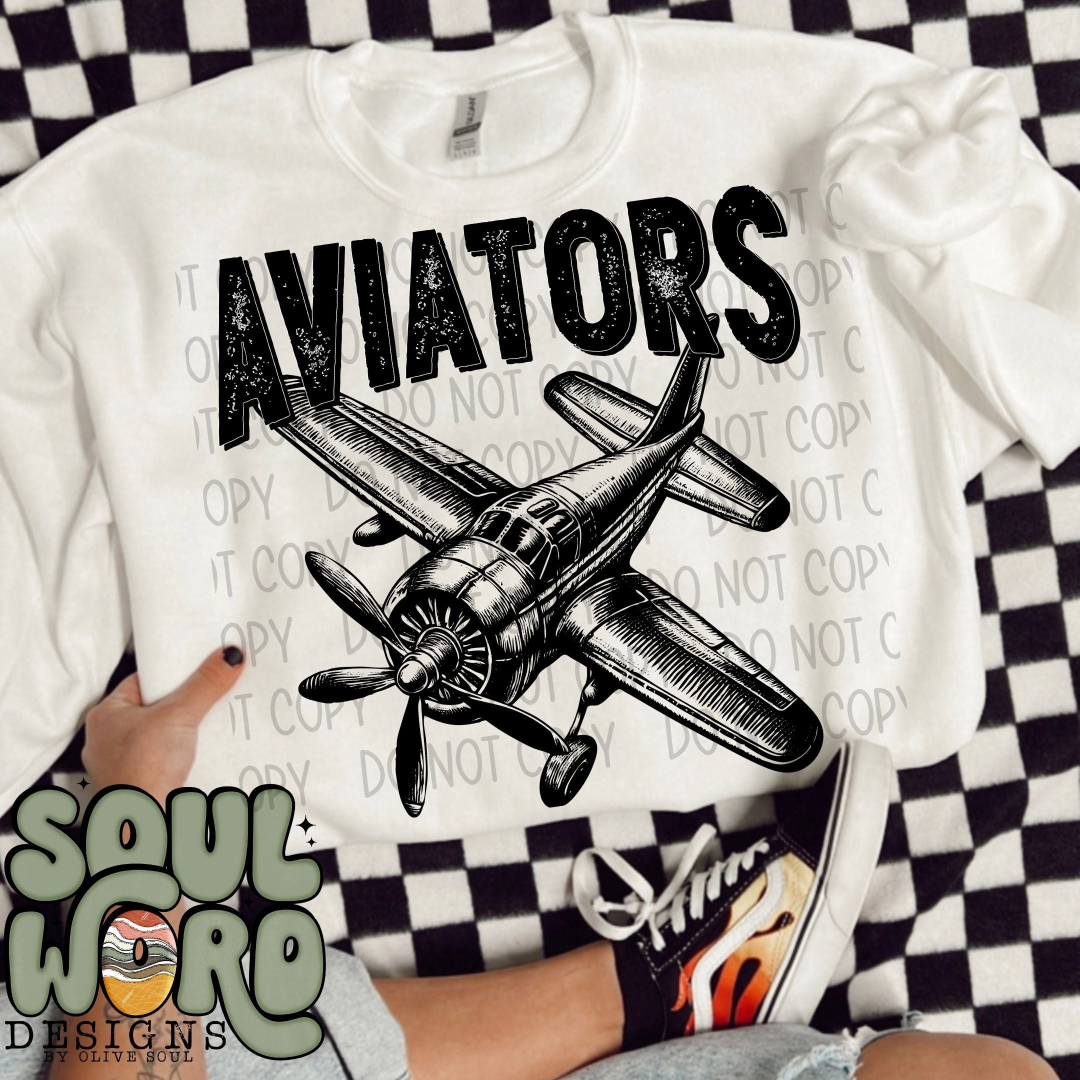 Aviators Mascot Black & White - DIGITAL DOWNLOAD – Olive Soul