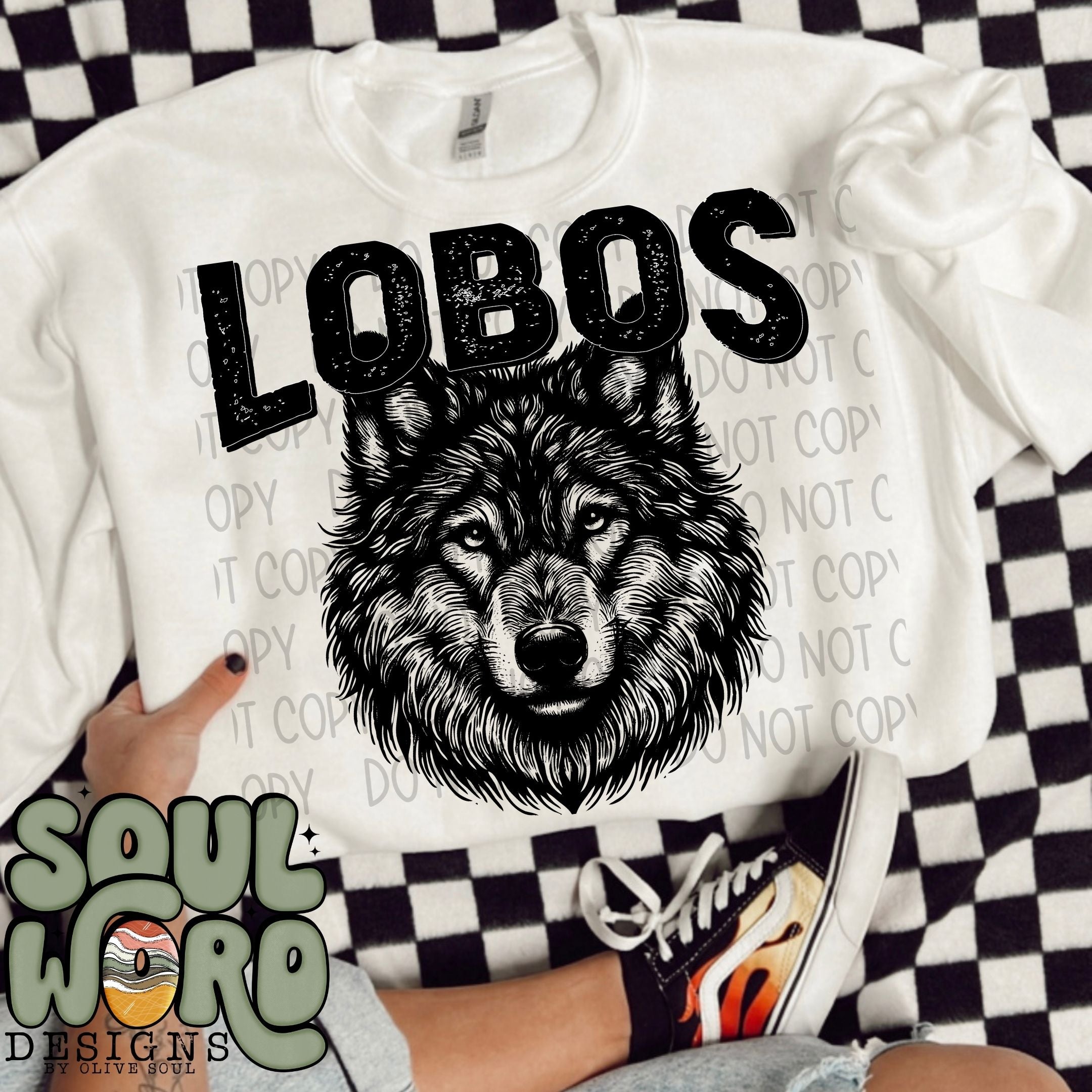 Lobos Mascot Black & White - DIGITAL DOWNLOAD – Olive Soul