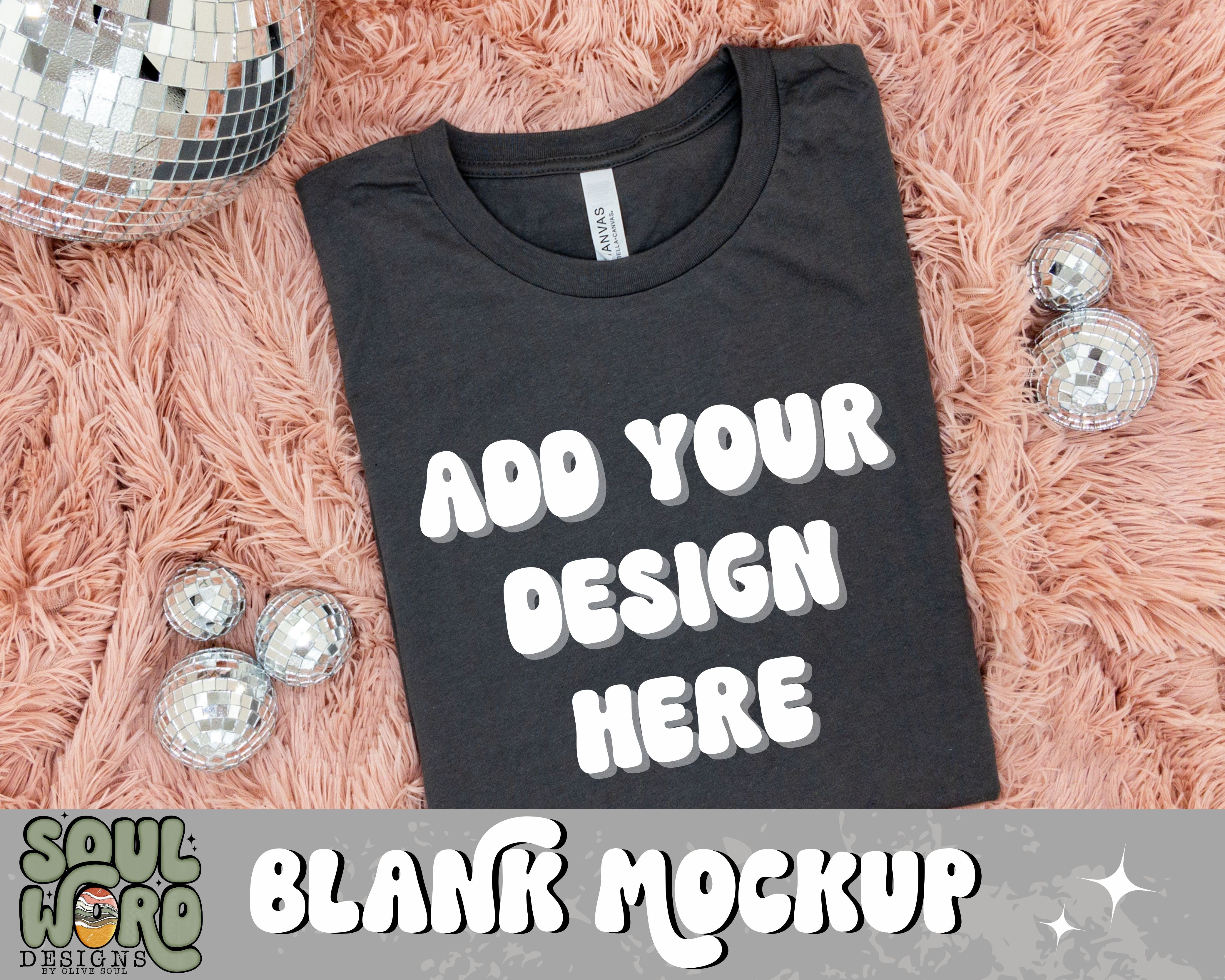 Bella Canvas Dark Gray Pink Disco Folded Flat Lay Mockup - DIGITAL DOW ...