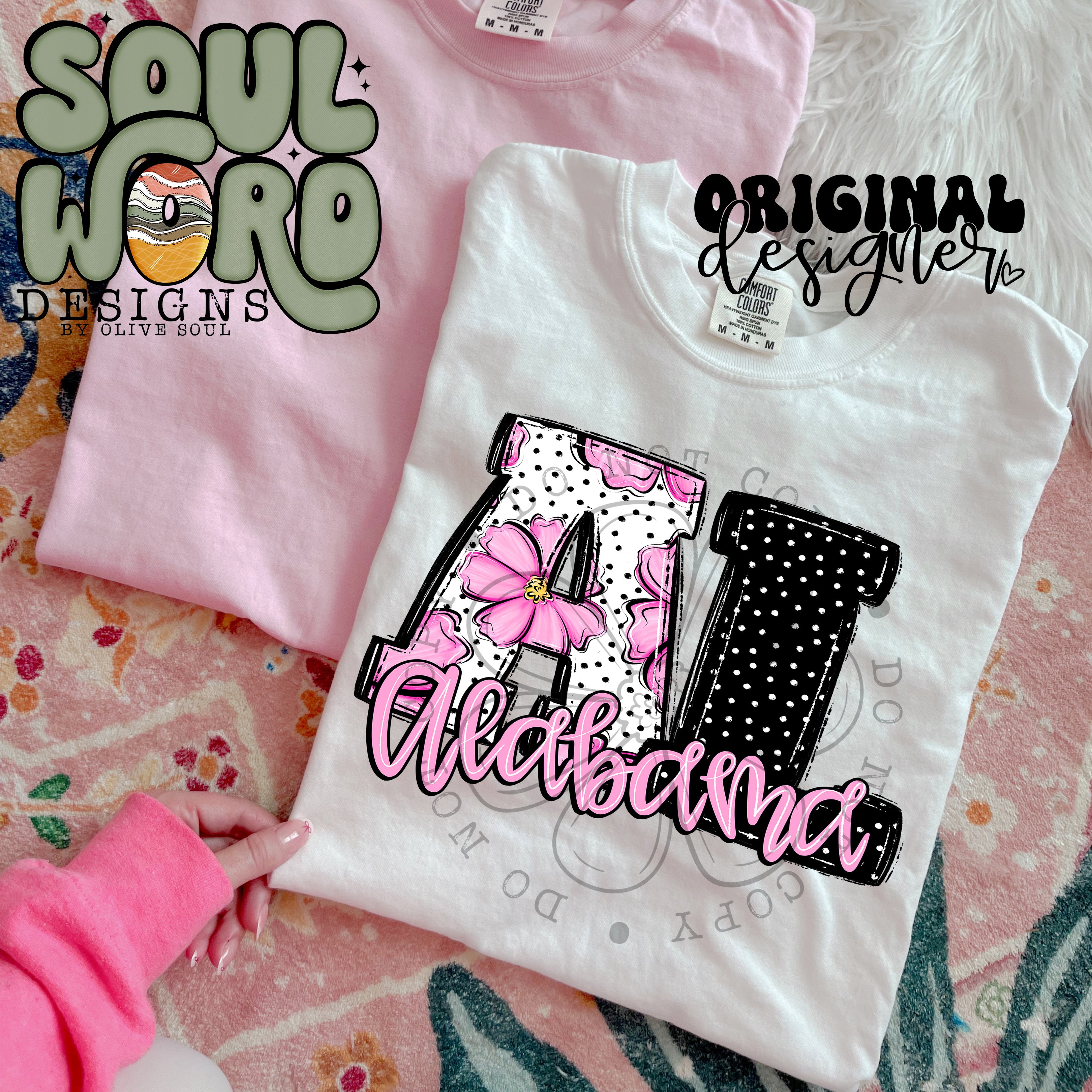 Pink Floral State Initials - DIGITAL DOWNLOAD – Olive Soul