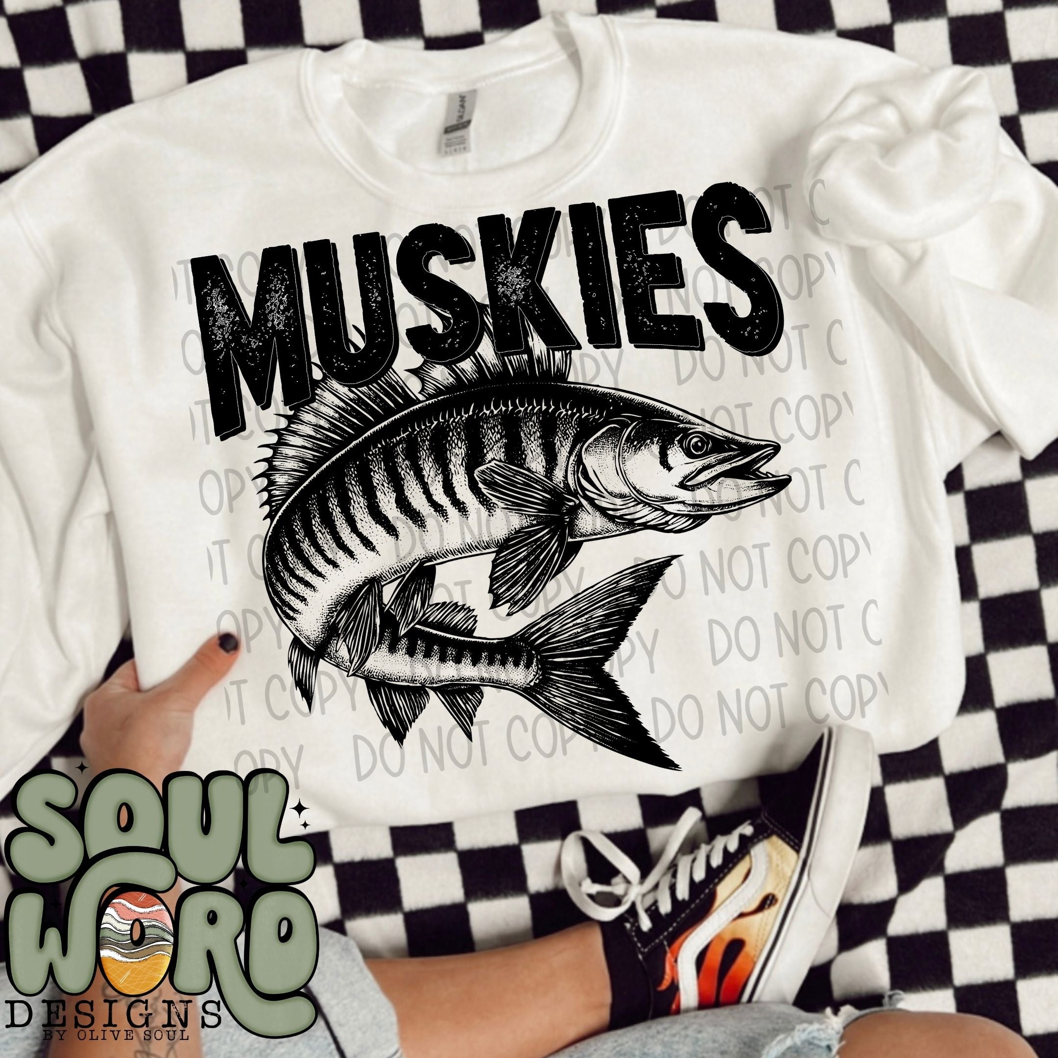 Muskies Mascot Black & White - DIGITAL DOWNLOAD – Olive Soul