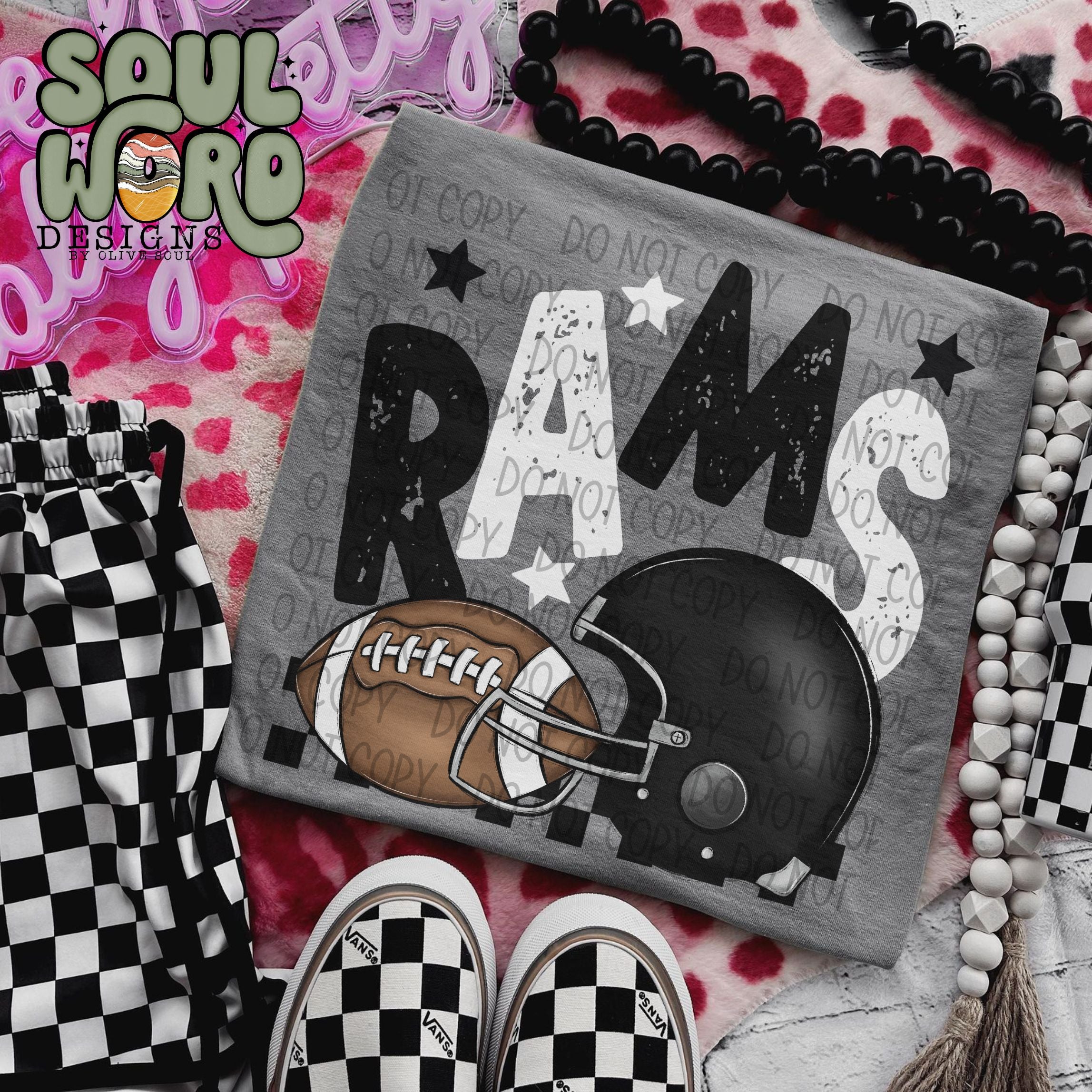 Rams Black/White Football & Helmet - DIGITAL DOWNLOAD – Olive Soul