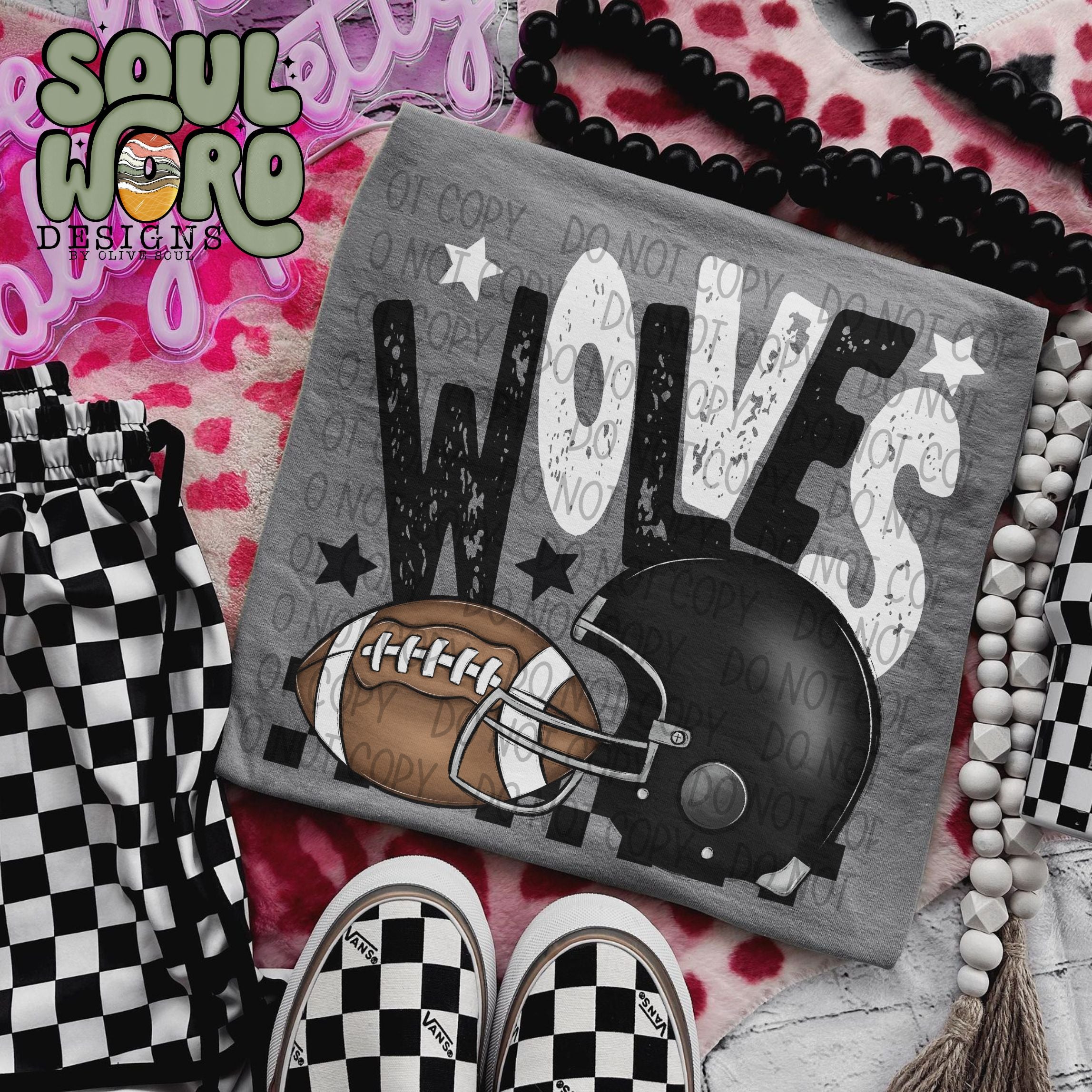Wolves Black/White Football & Helmet - DIGITAL DOWNLOAD – Olive Soul