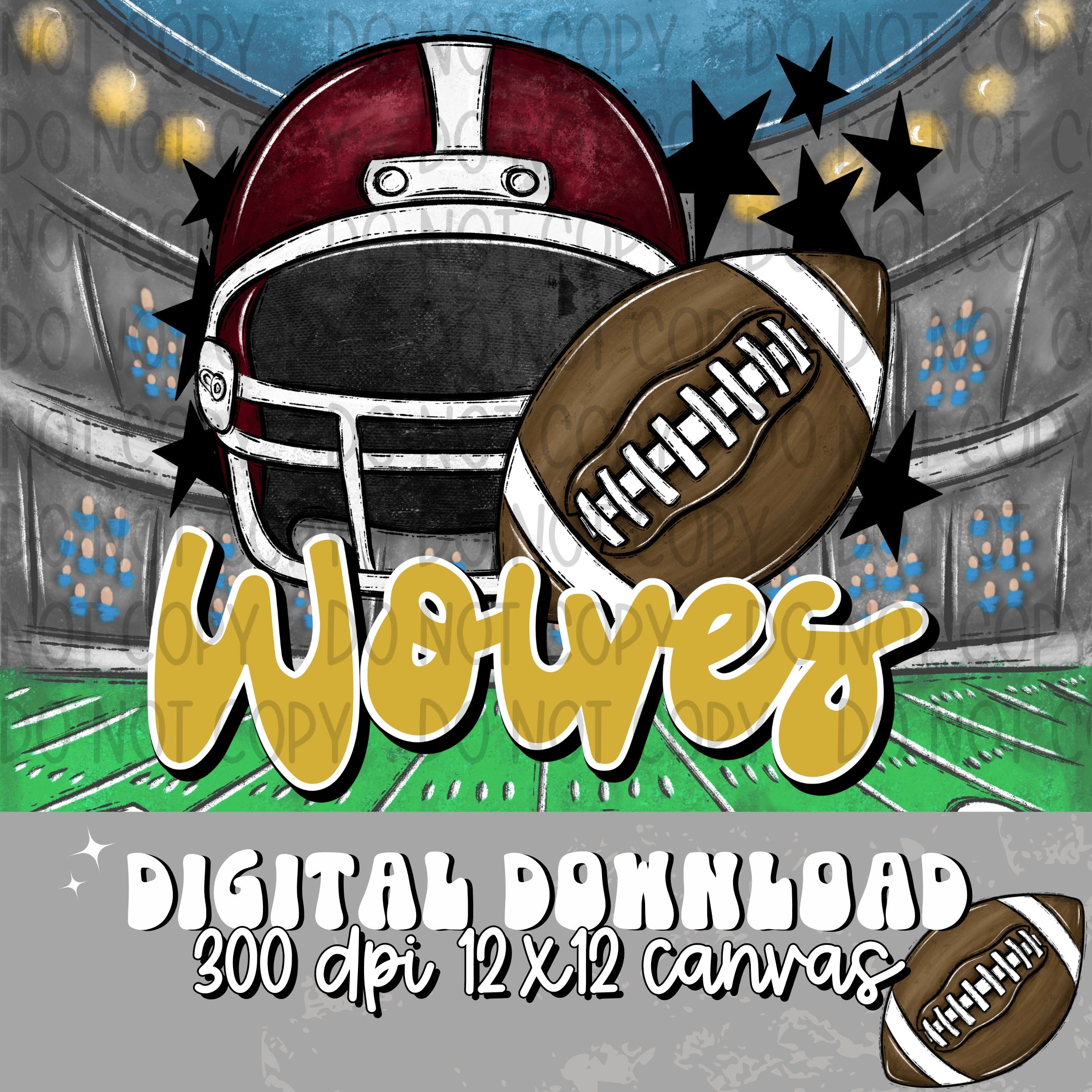 Wolves Football Helmet Maroon Gold - DIGITAL DOWNLOAD – Olive Soul