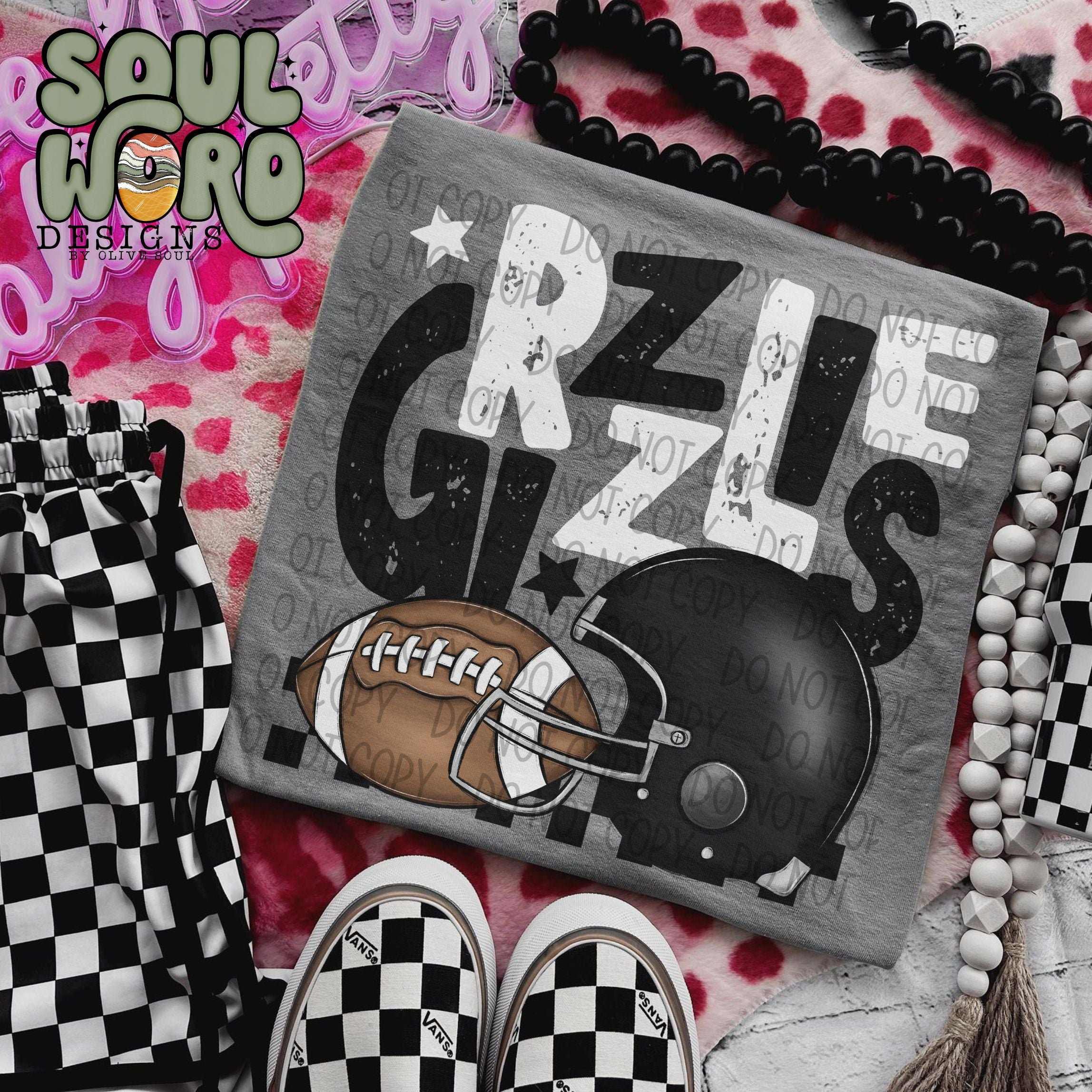 Grizzlies Black/White Football & Helmet - DIGITAL DOWNLOAD – Olive Soul