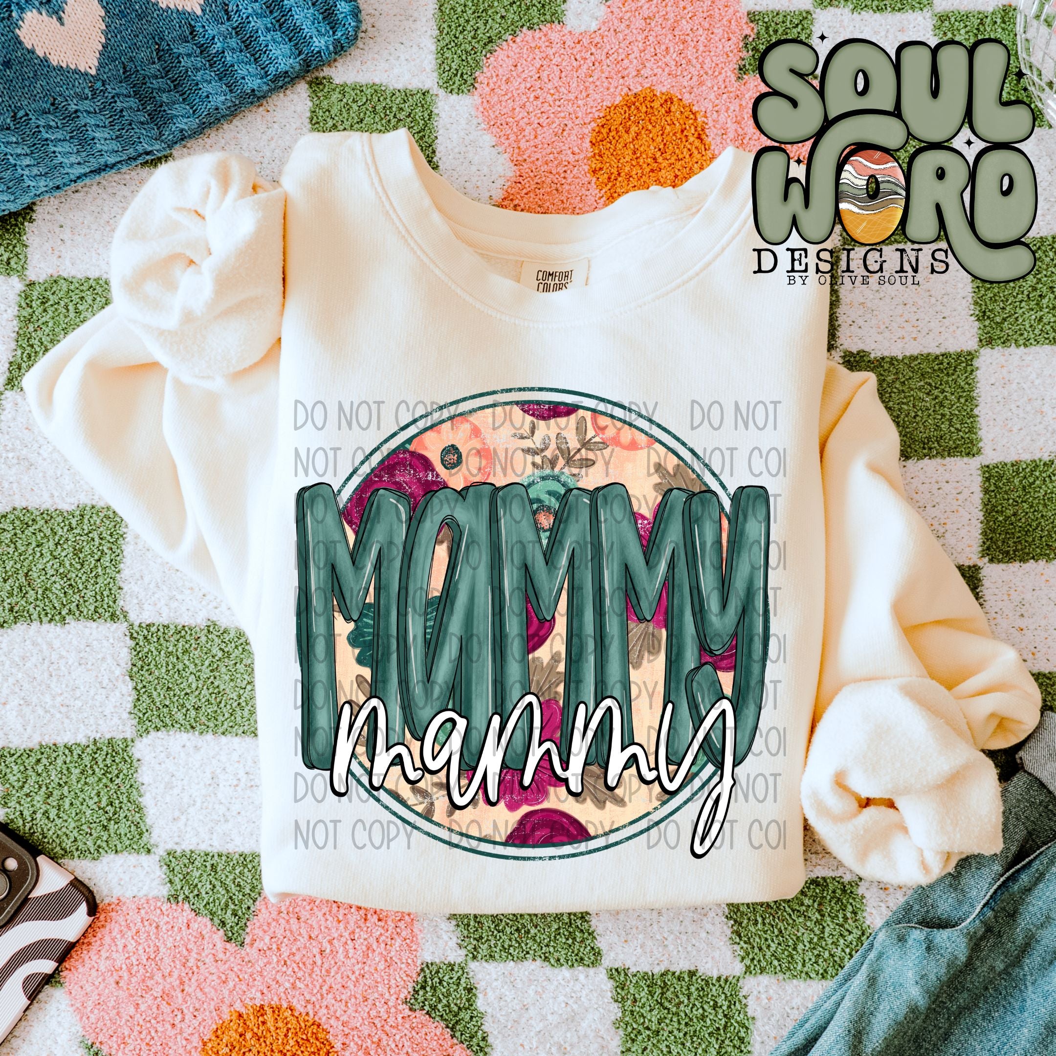 Mammy Floral Teal - DIGITAL DOWNLOAD – Olive Soul