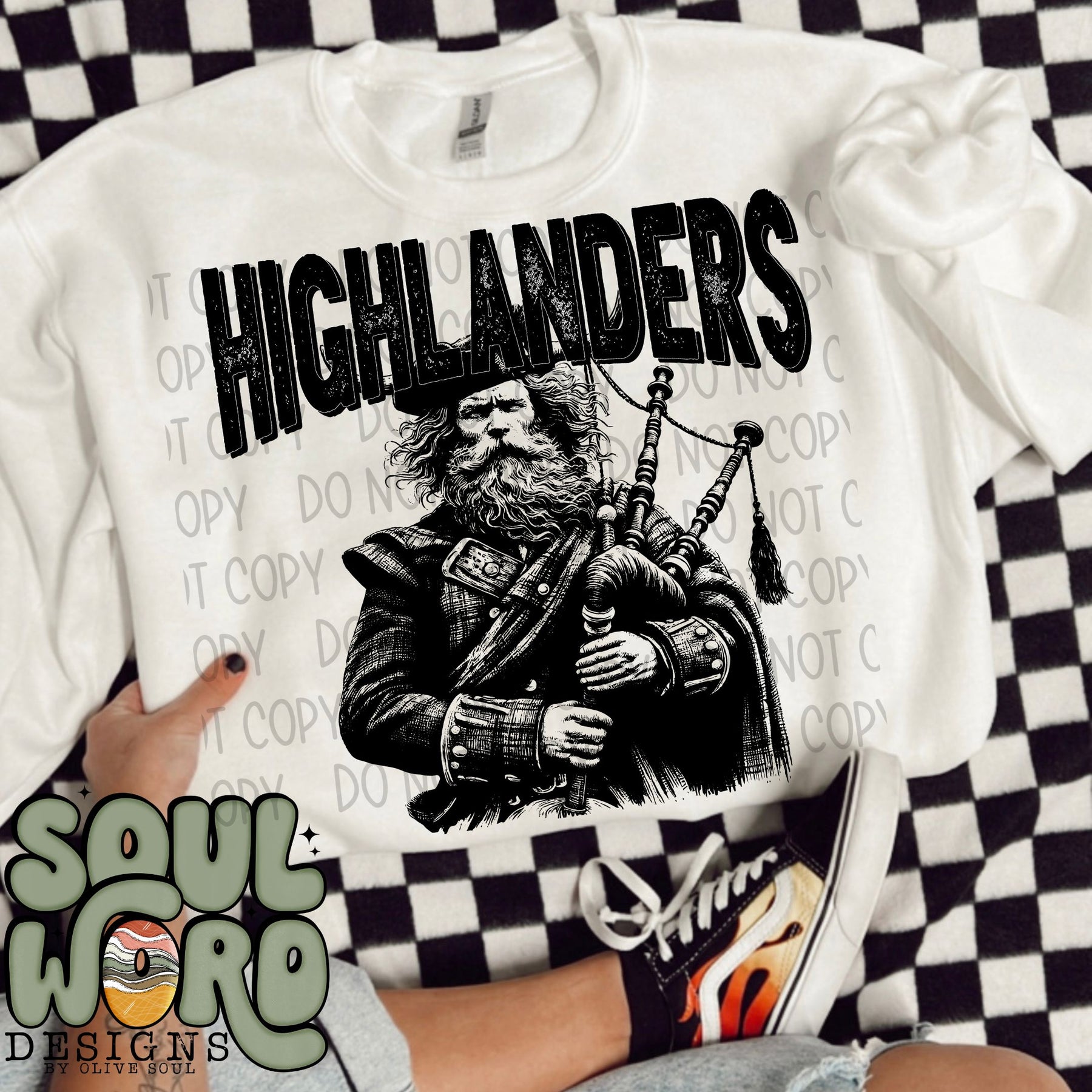 Highlanders Mascot Black & White - DIGITAL DOWNLOAD – Olive Soul