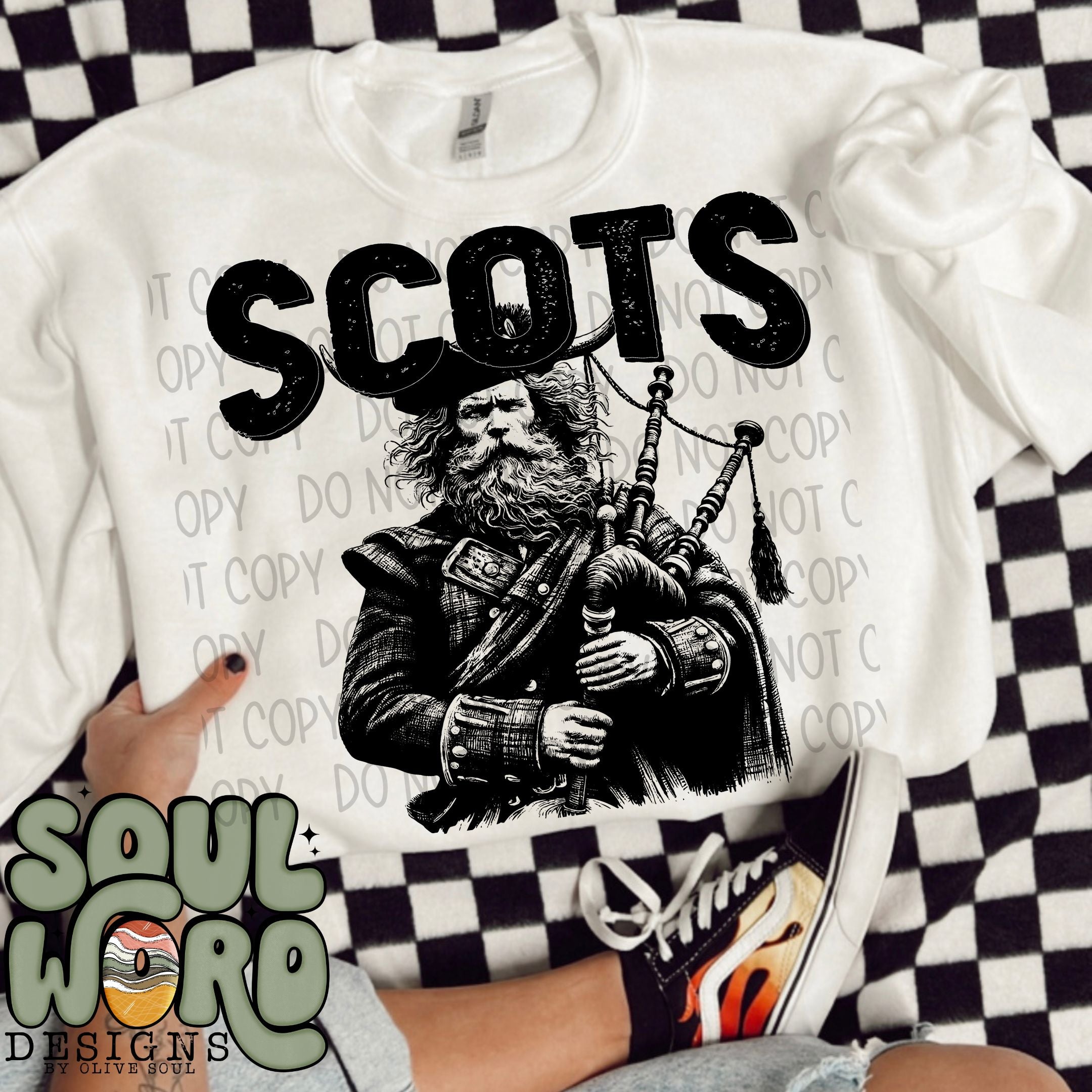 Scots Mascot Black & White - DIGITAL DOWNLOAD – Olive Soul
