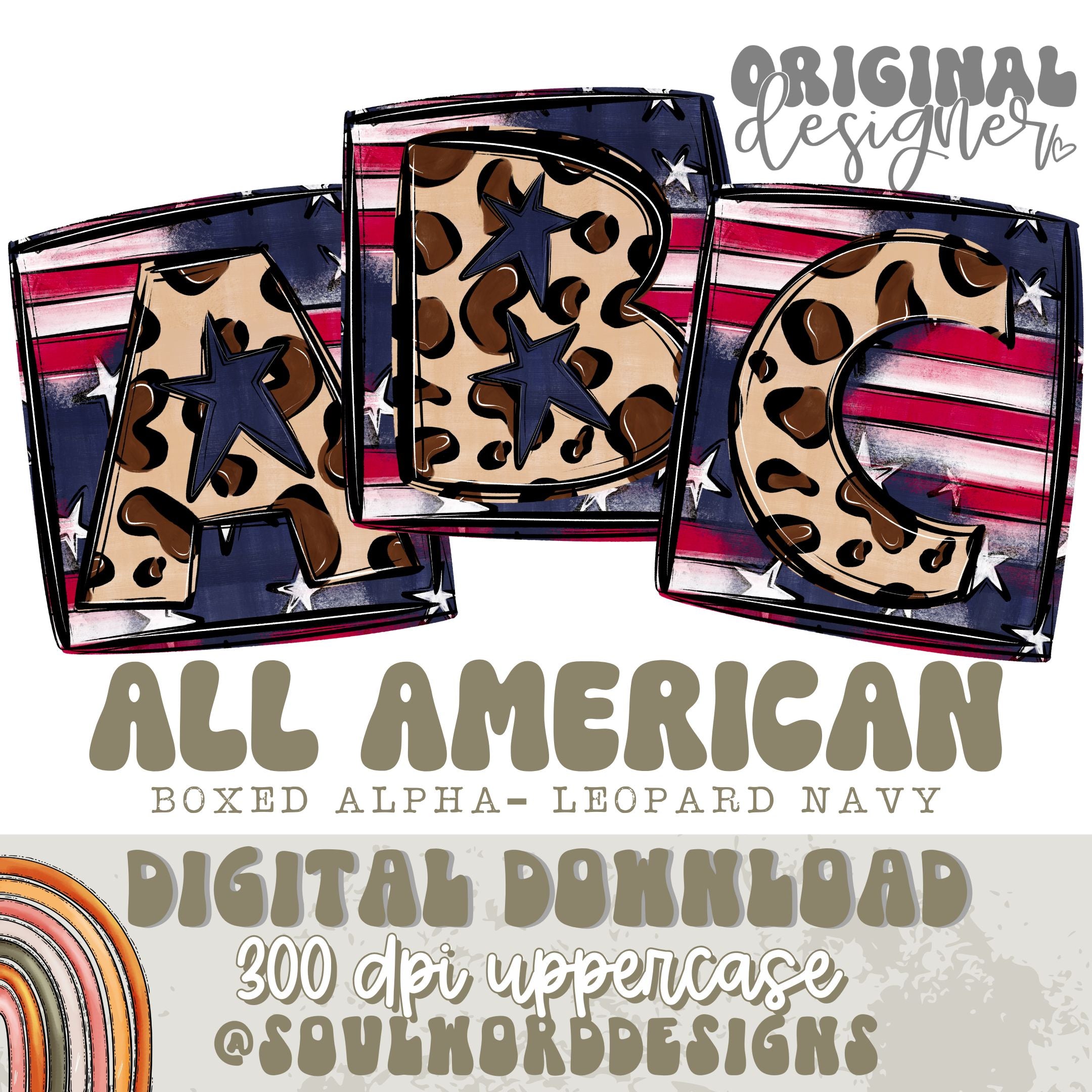 All American Leopard Navy Boxed Alpha Set - DIGITAL DOWNLOAD – Olive Soul