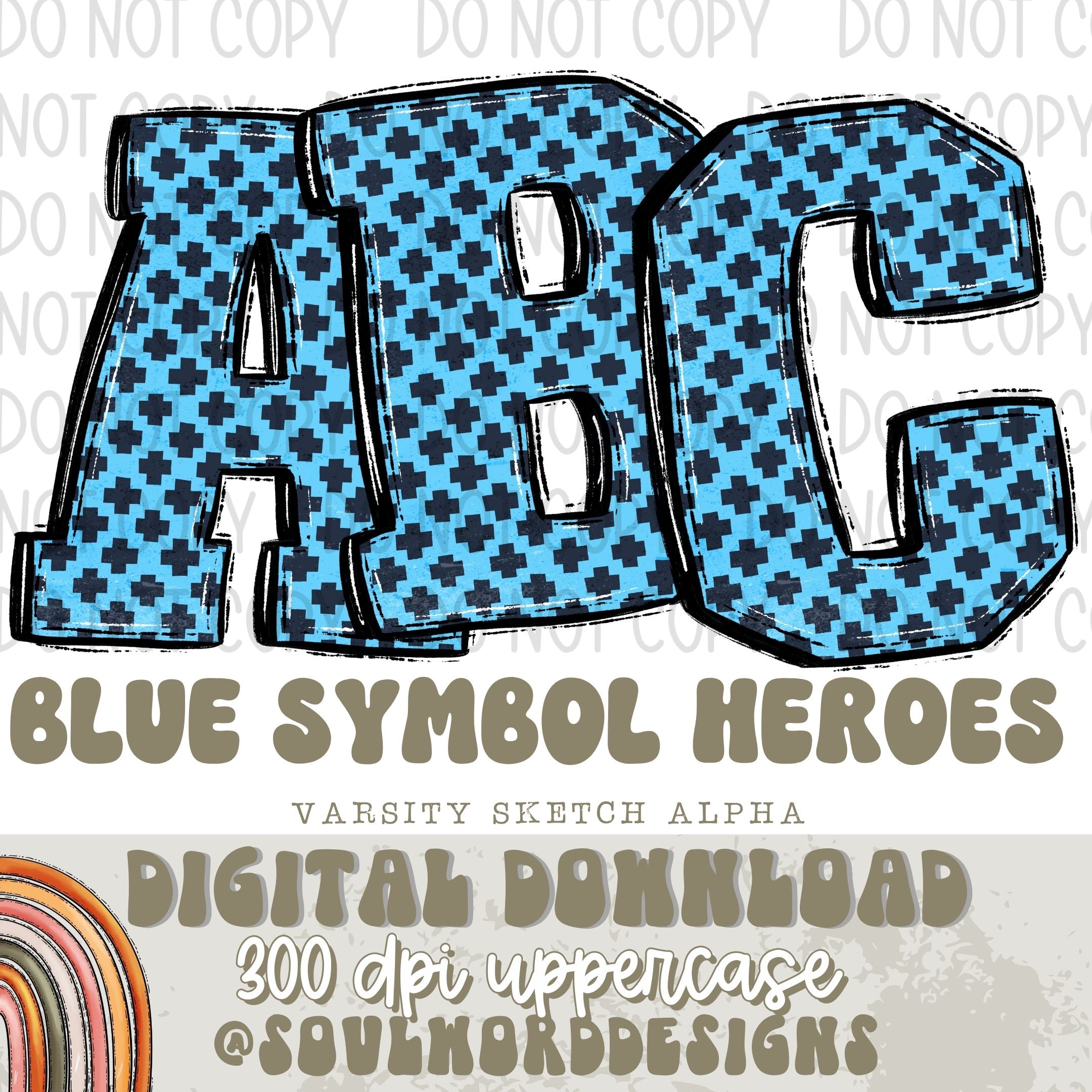 Blue Symbol Heroes Varsity Sketch Alpha Set - DIGITAL DOWNLOAD – Olive Soul