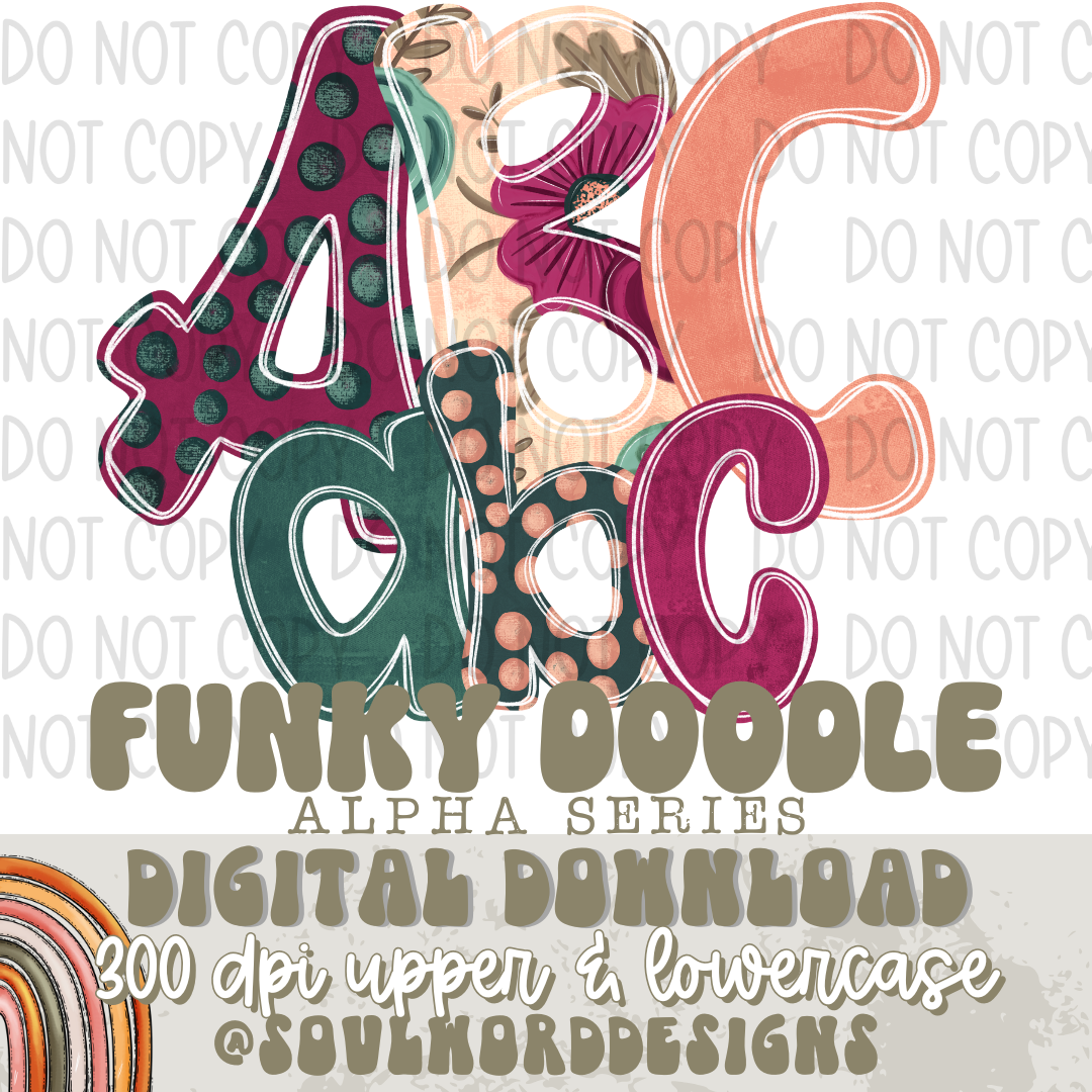 Fuchsia & Teal Funky Doodle Alpha SERIES - DIGITAL DOWNLOAD – Olive Soul