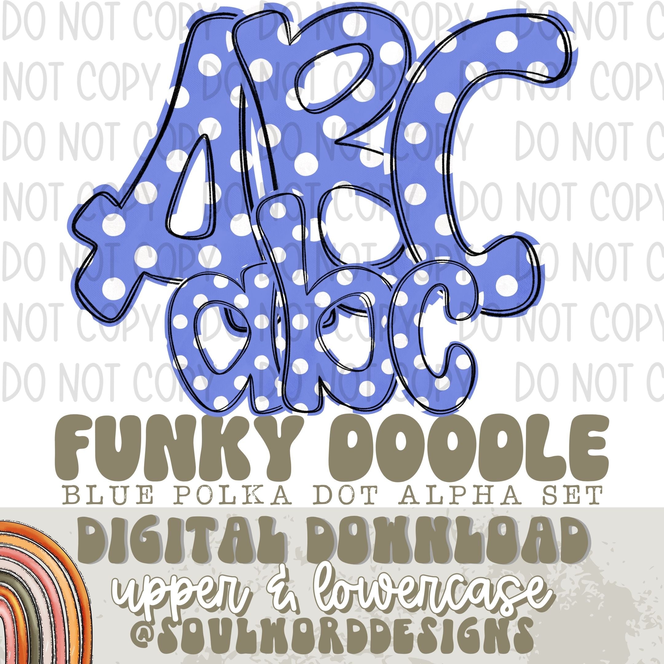 Blue Polka Dot Funky Doodle Alpha Set - DIGITAL DOWNLOAD – Olive Soul