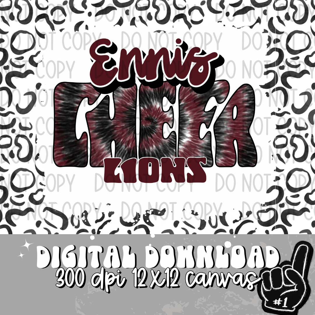 Ennis Lions Tie Dye Cheer Maroon - DIGITAL DOWNLOAD – Olive Soul