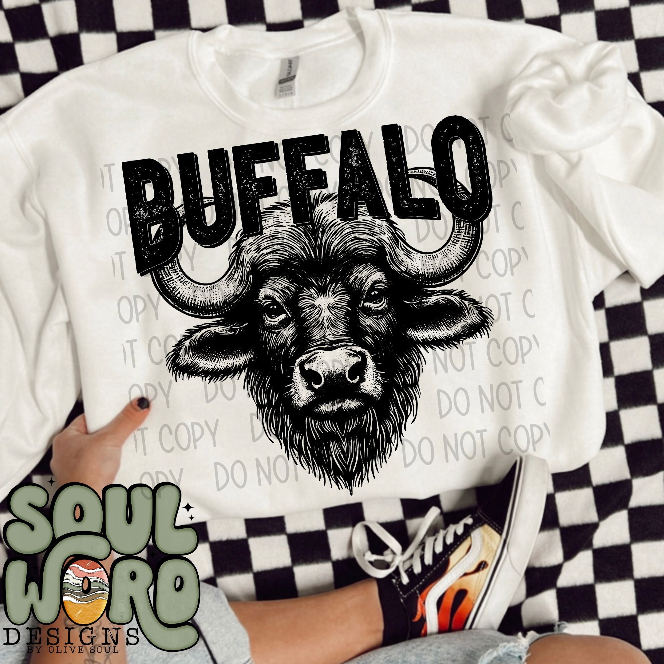 Buffalo Mascot Black & White - DIGITAL DOWNLOAD – Olive Soul